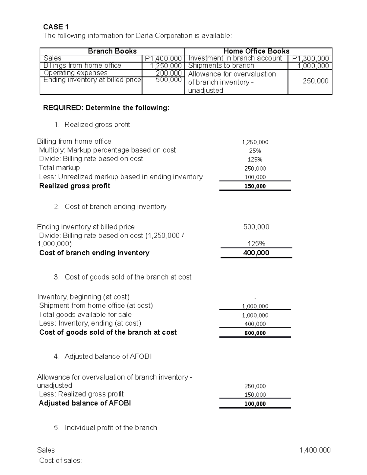 10 Activity 01 IN Spectrans - CASE 1 The following information for ...