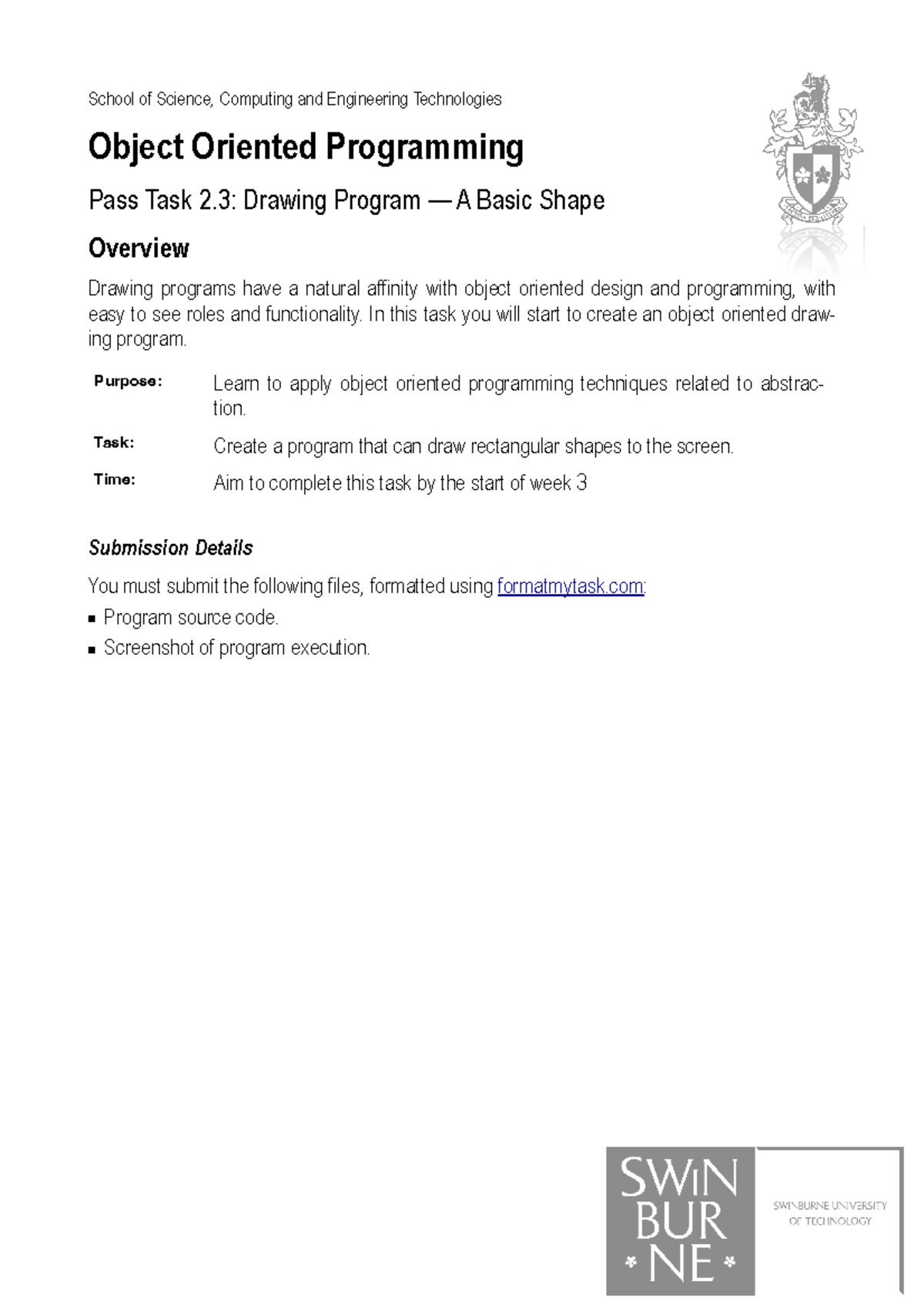 2.3P - Drawing Program - A Basic Shape - School of Science, Computing ...