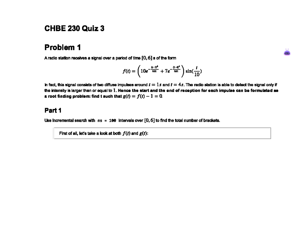 CHBE 230 Quiz 3 Solutions - CHBE 230 - Studocu