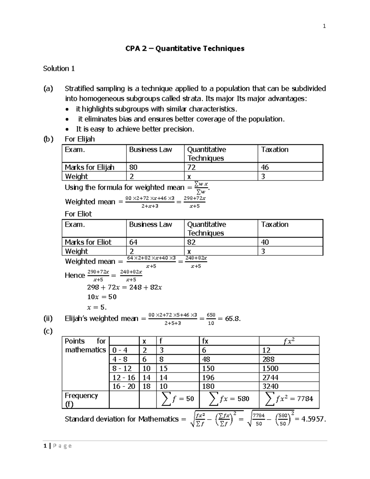 CPA 2 - Quantitative Techniques - CPA 2 – Quantitative Techniques ...