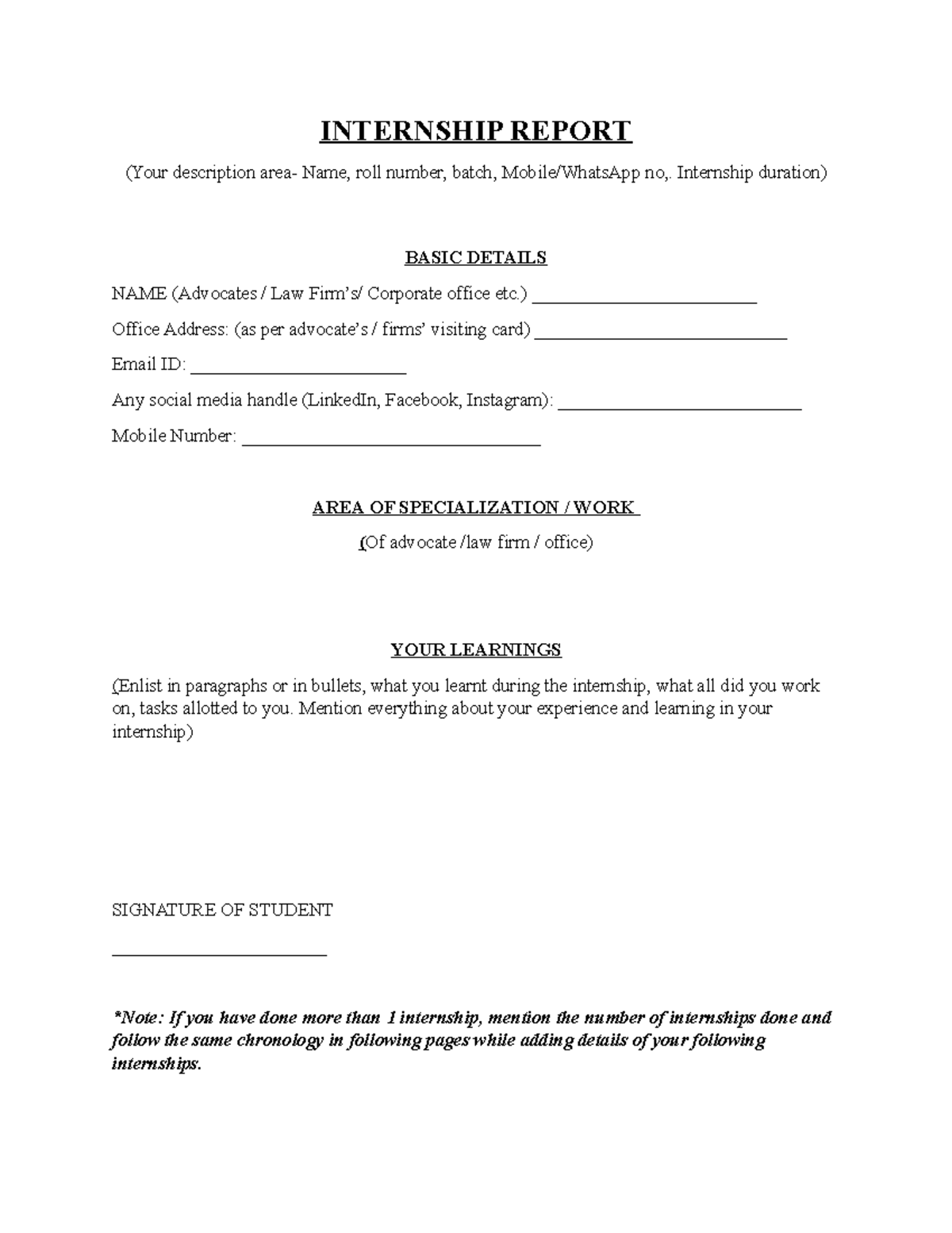 Student Internship Report - INTERNSHIP REPORT (Your description area ...