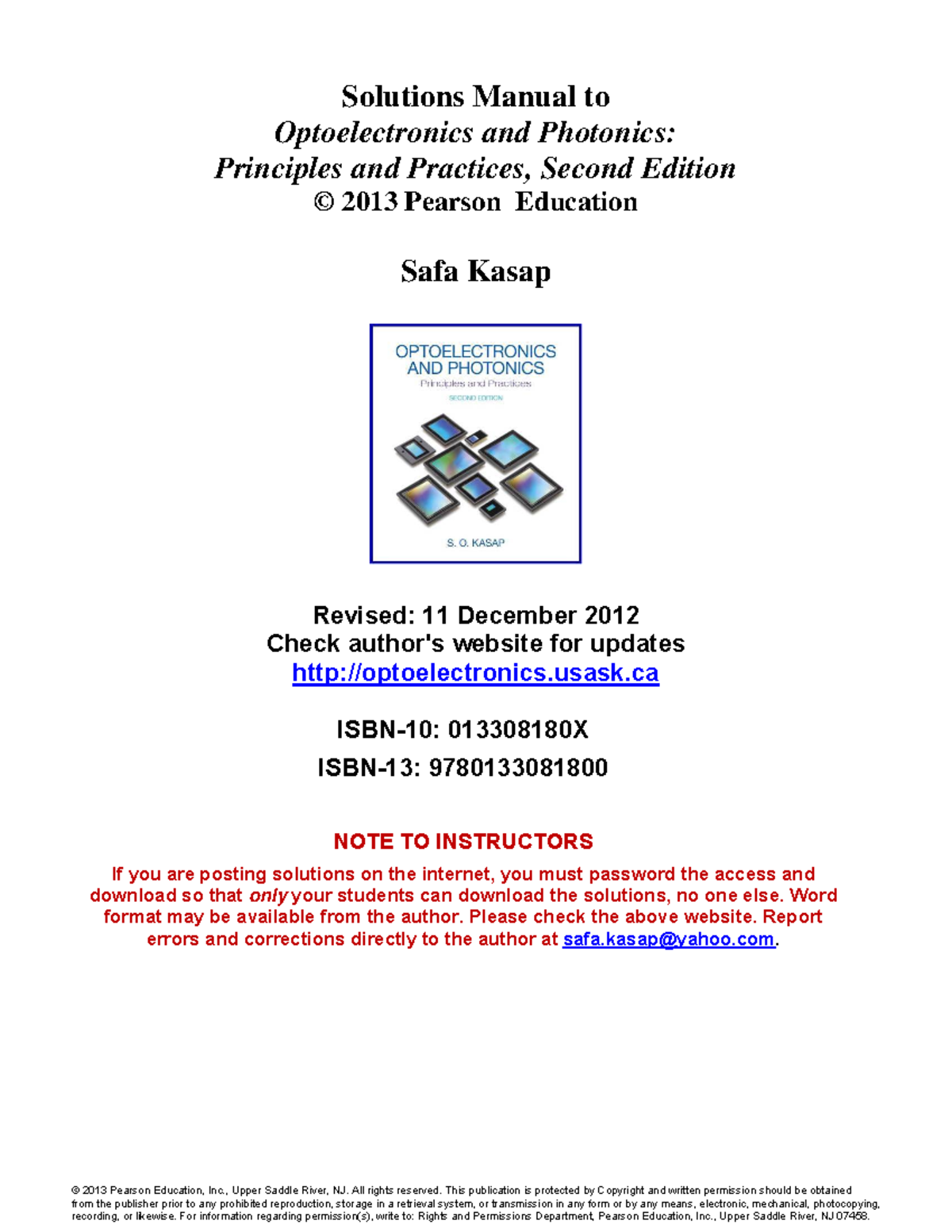 光電子學 解答 - rrrt - © 2012 Pearson Higher Education. Unlawful to copy or ...