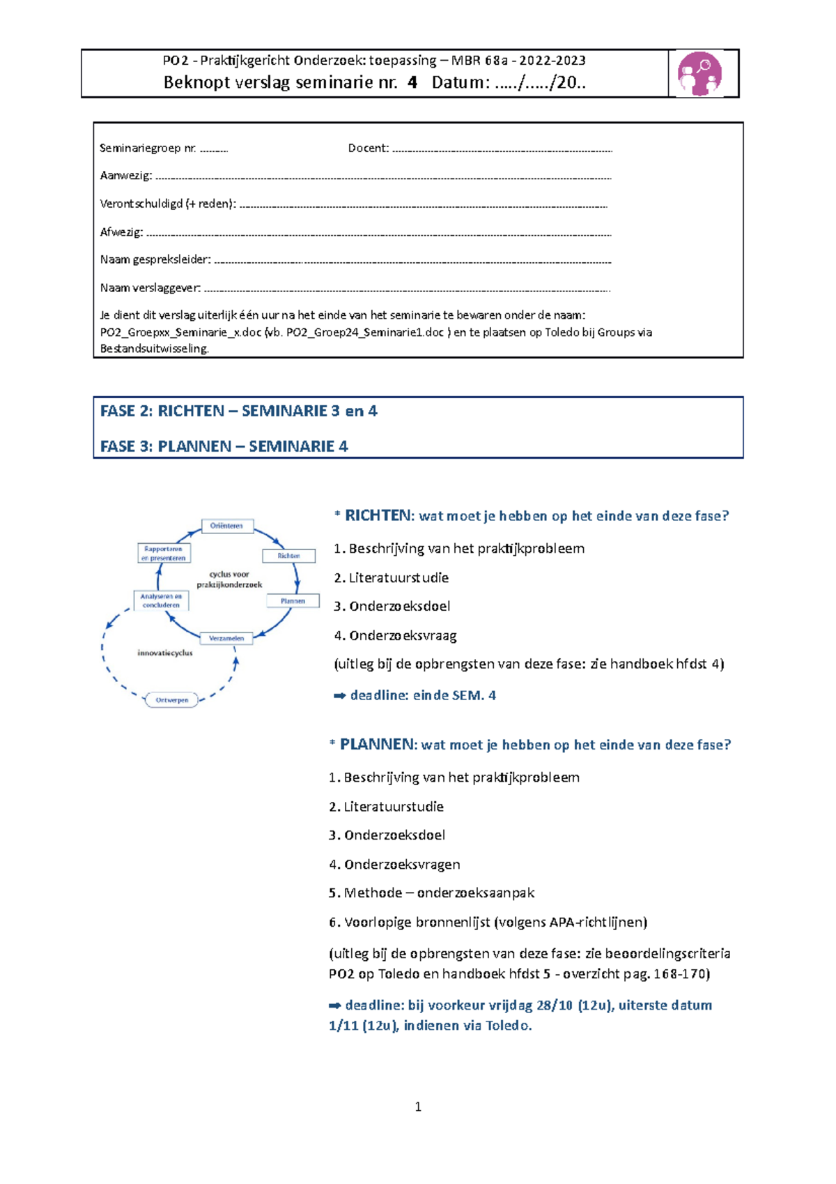 PO2 Sjabloon seminarie 4 richten plannen 2022 23 - Beknopt verslag ...