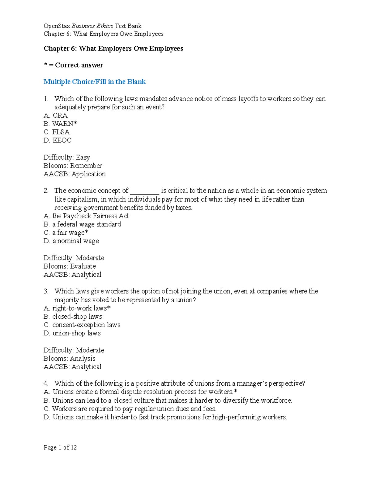 OSX Ethics TB Ch06 Employers Owe Employees - Chapter 6: What Employers ...