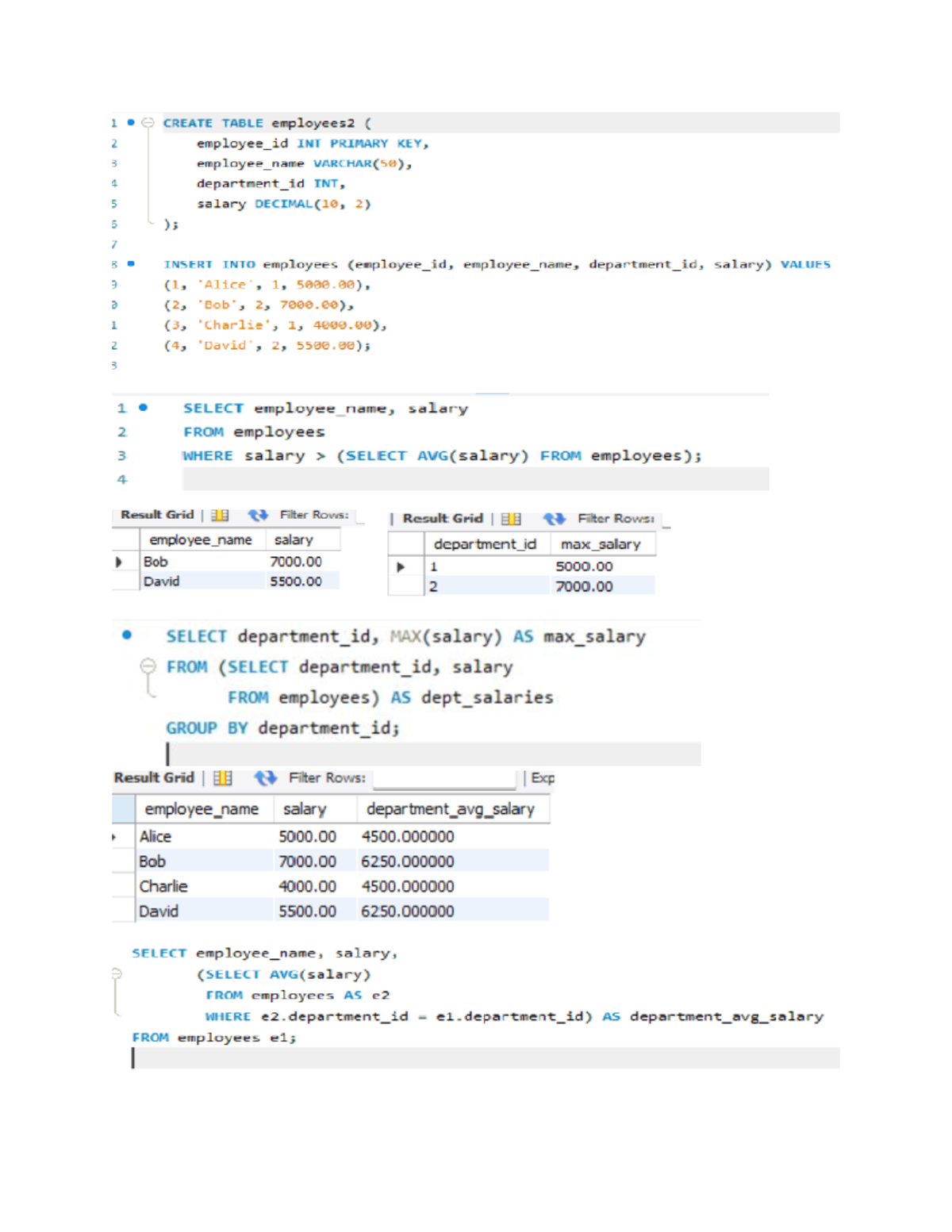 Document 4 - Sql injection - 1 . CREATE TABLE employees2 ( 2 employee ...