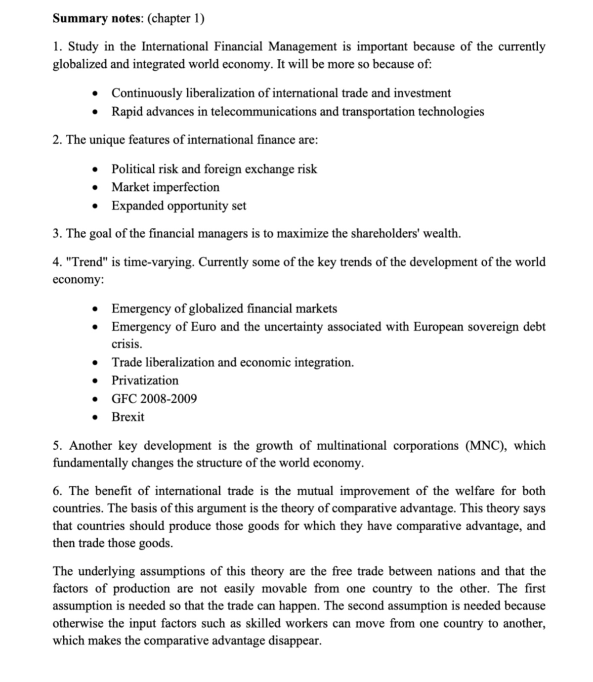 Week 1 Sol - International Finance Week 1 summary and tutorial Solution ...