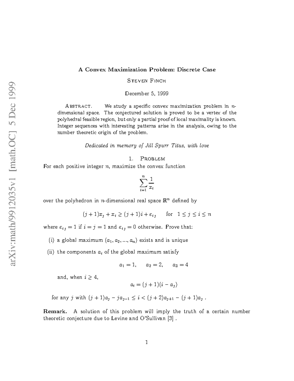 9912035 - Cours - arXiv:math/9912035v1 [math] 5 Dec 1999 Steven Finch ...