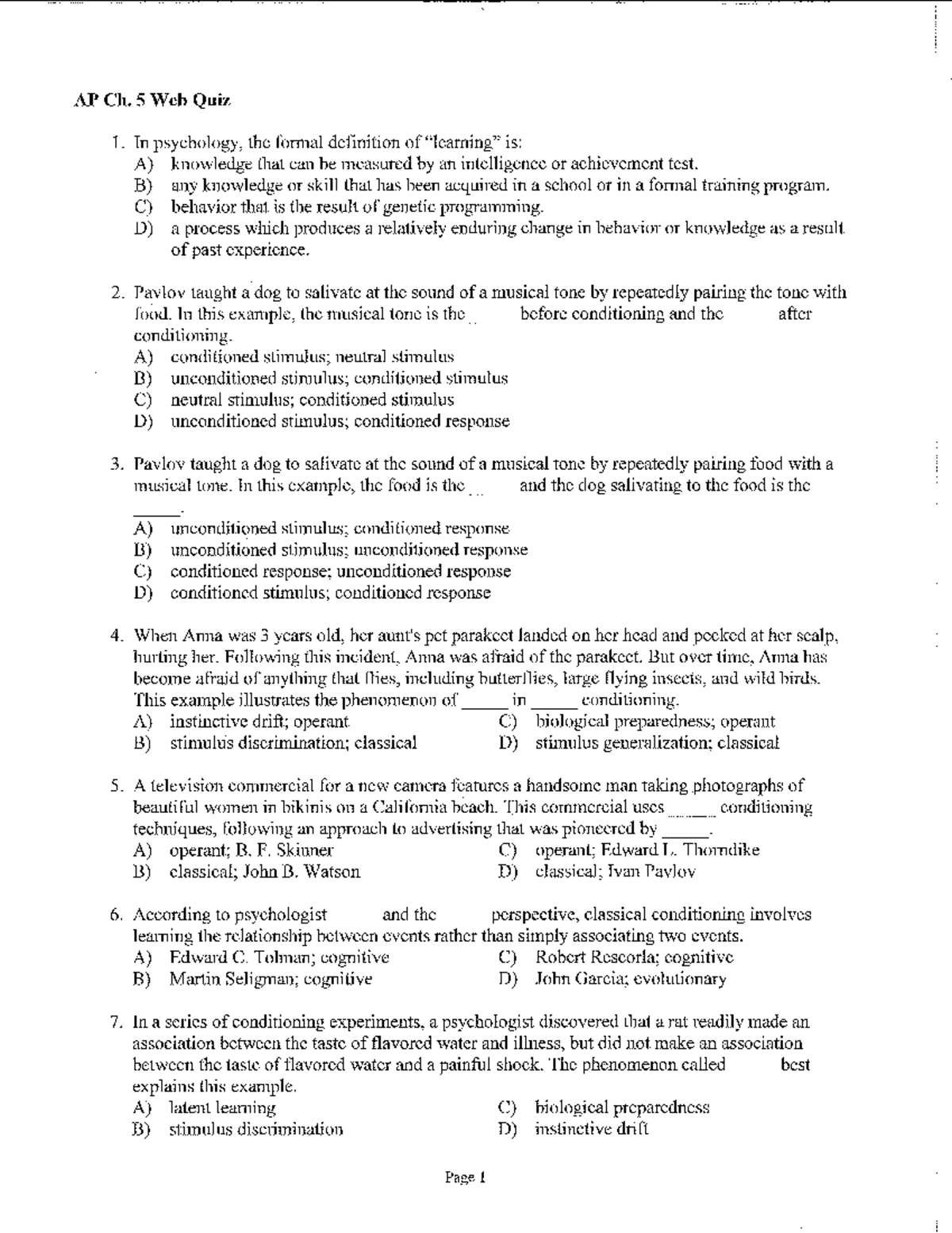 AP Ch. 5 Web Quiz-1 - study notes - 2301 - Studocu