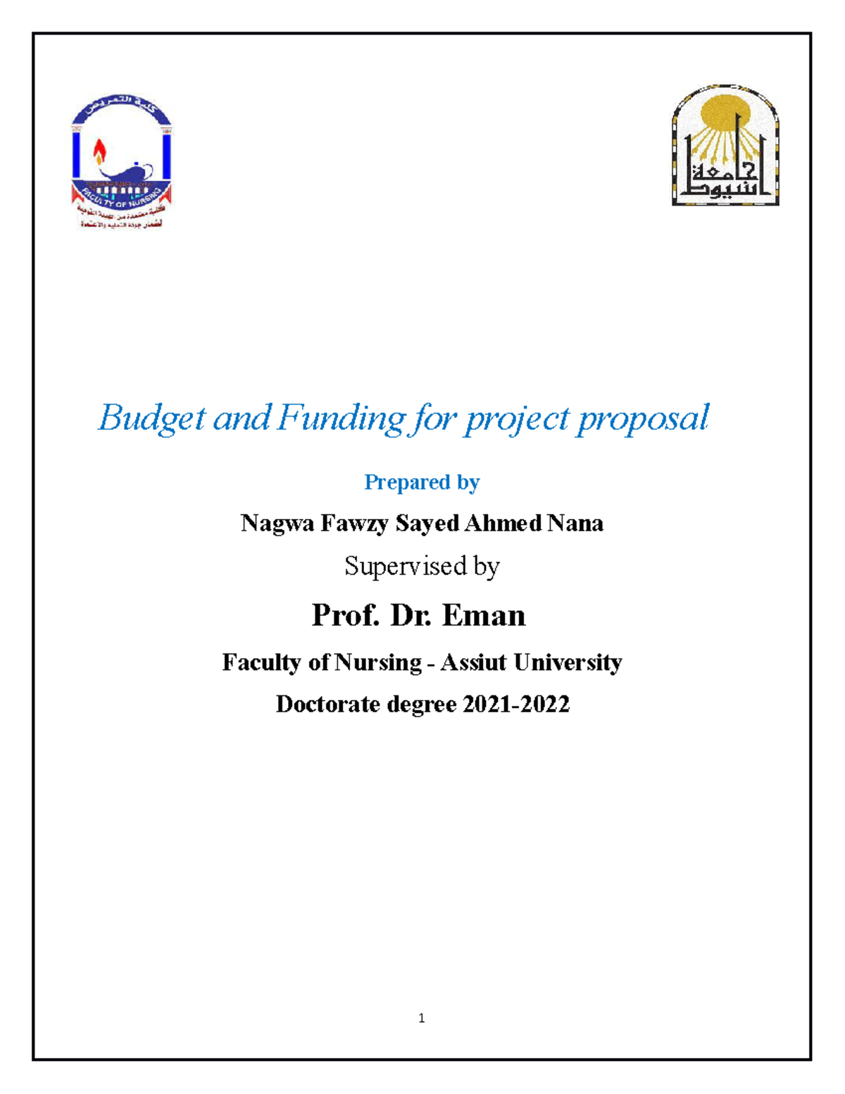 Budget and Funding for project proposal - Budget and Funding for ...