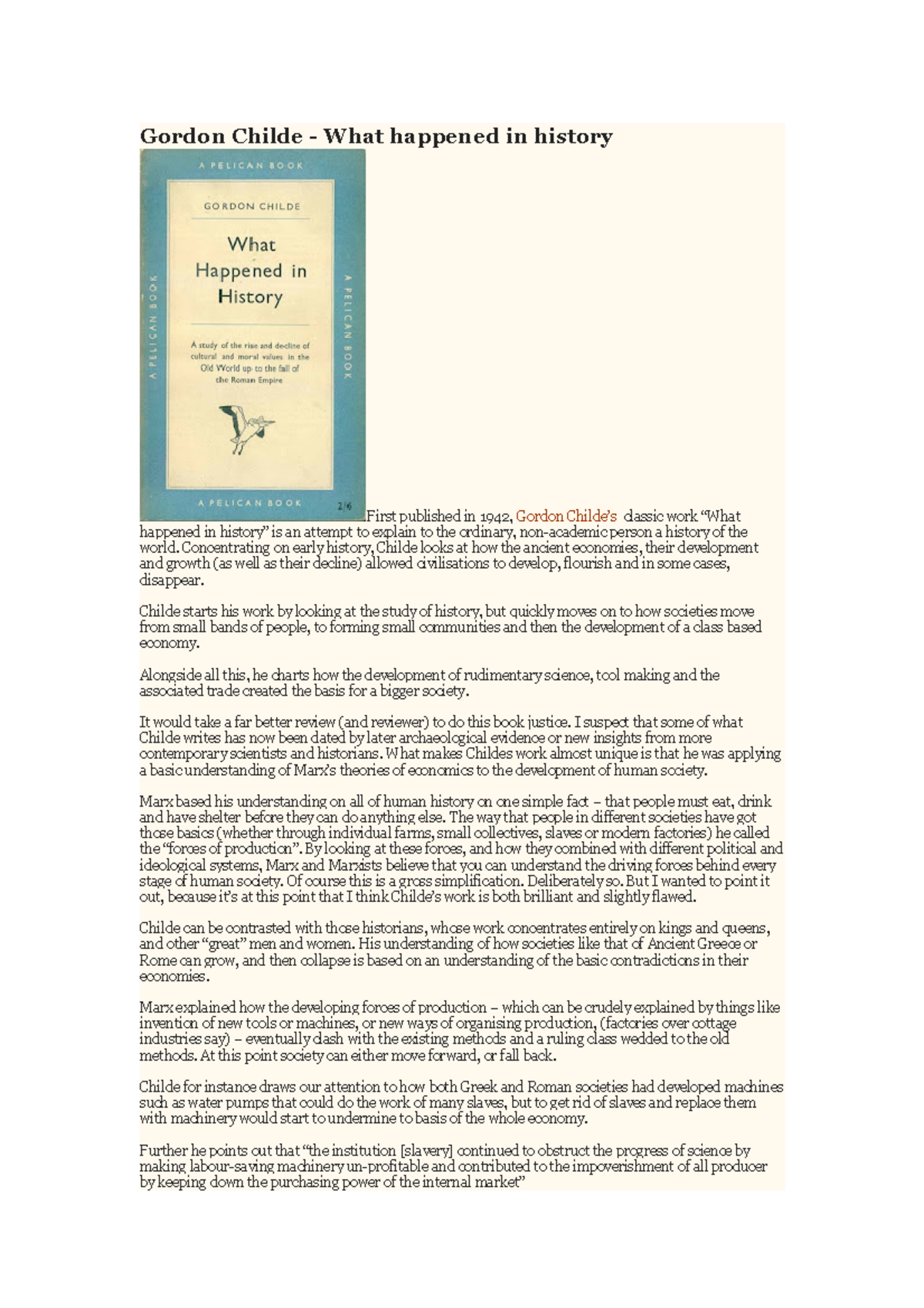 What happened in history by gordon childe - Gordon Childe - What ...