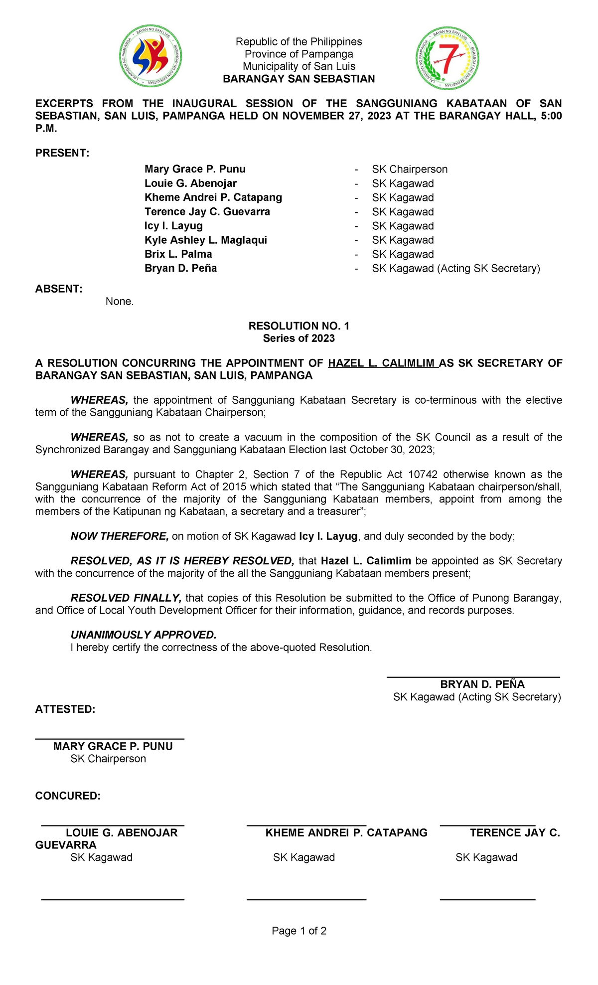 1. Appointment SK Secretary - Republic of the Philippines Province of ...