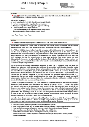 New Password B2 UT 3B - Testy z odpowiedziami - Unit 3 Test | Group B ...