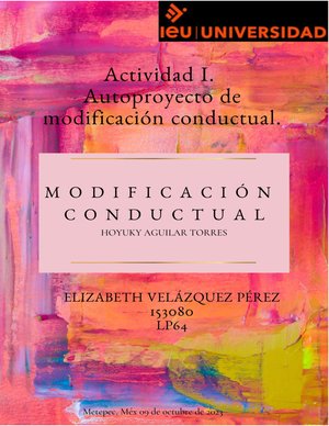 Actividad 1 Autoproyecto de Modificación Conductual 1ra parte - 2023 ...