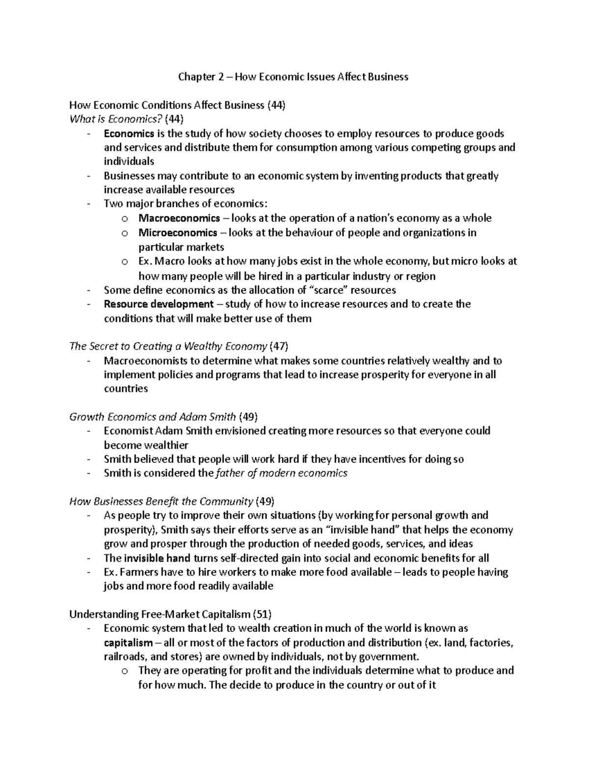 Chapter 2 – How Economic Issues Affect Business - Chapter 2 How ...