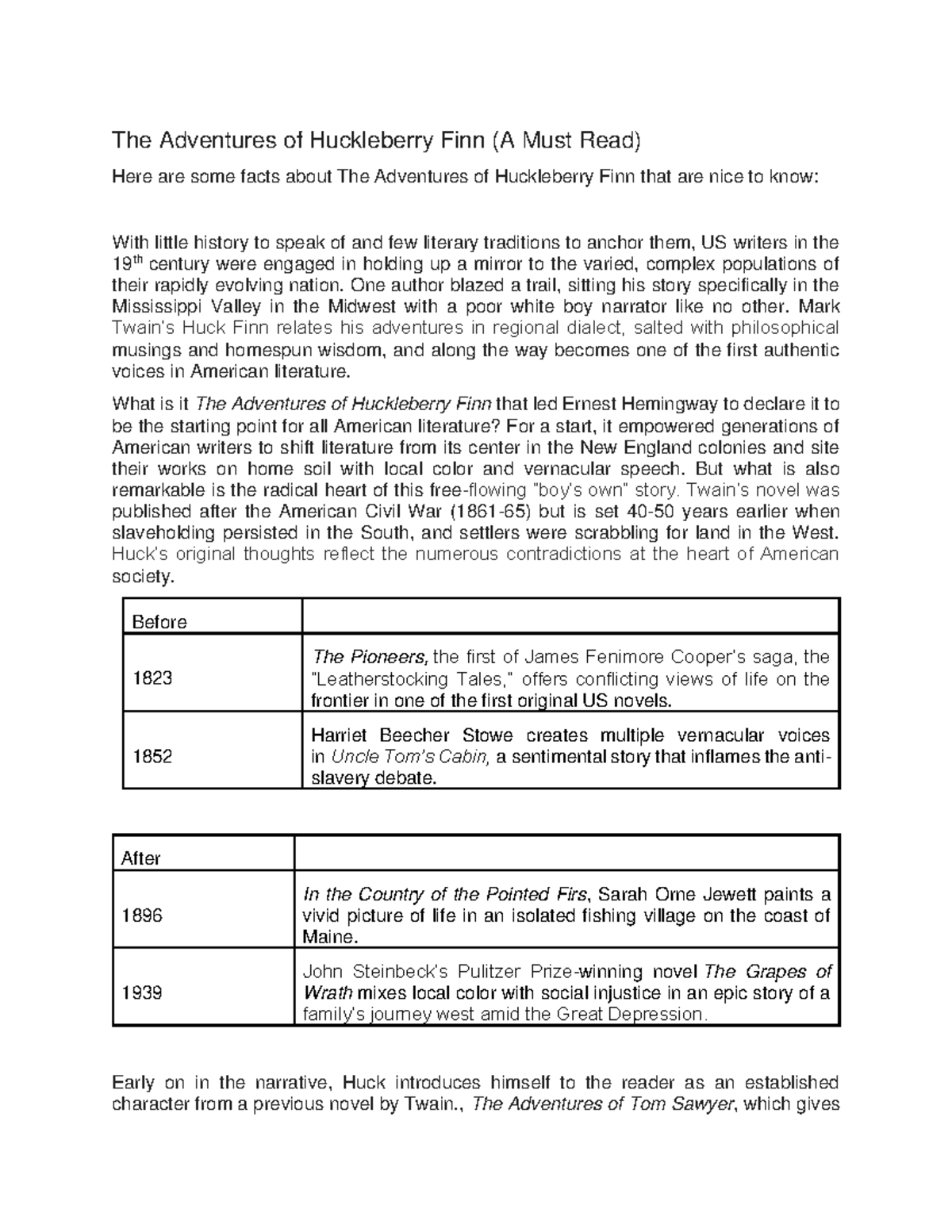 The Adventures of Huckleberry Finn (A Must Read) - One author blazed a ...