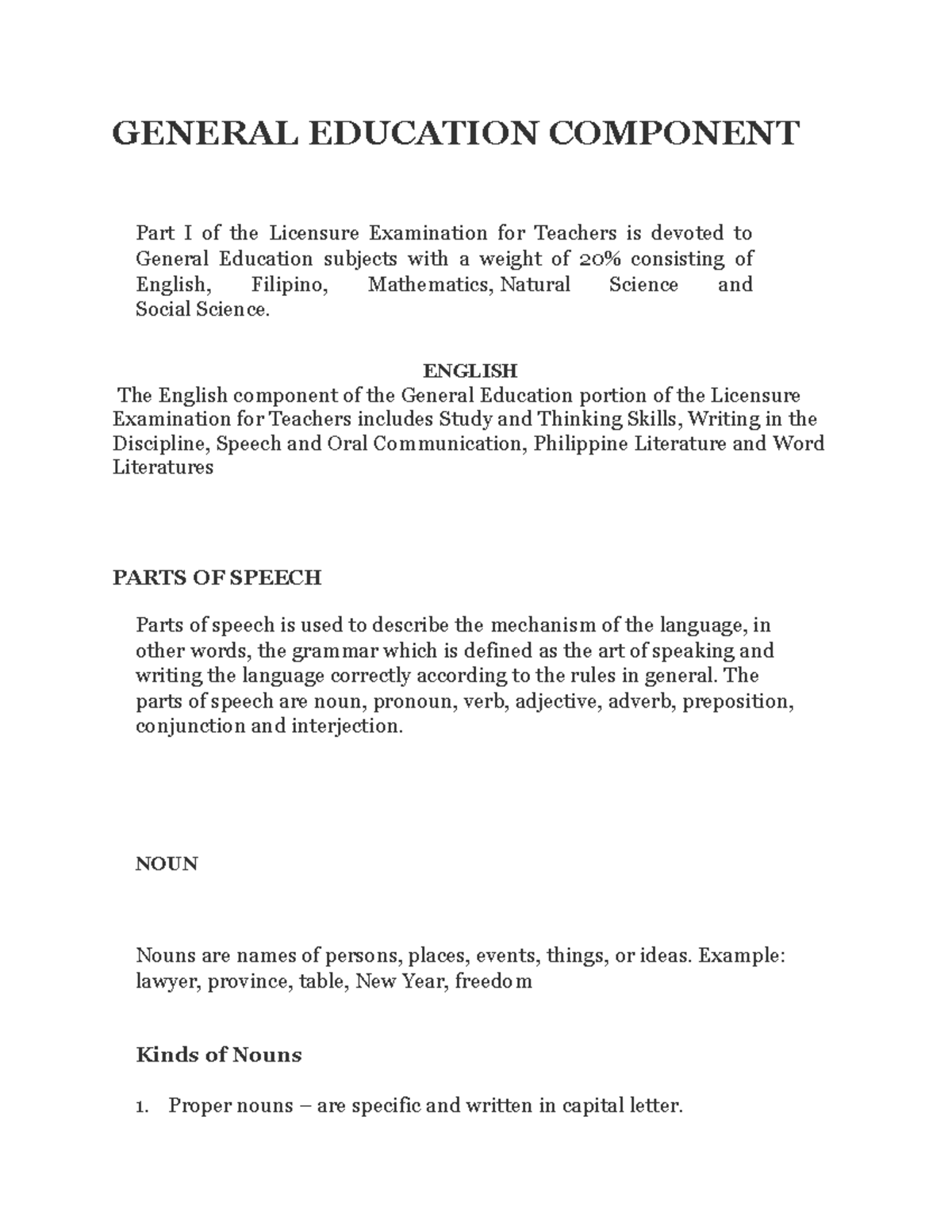 General- Education- Component - GENERAL EDUCATION COMPONENT Part I of ...