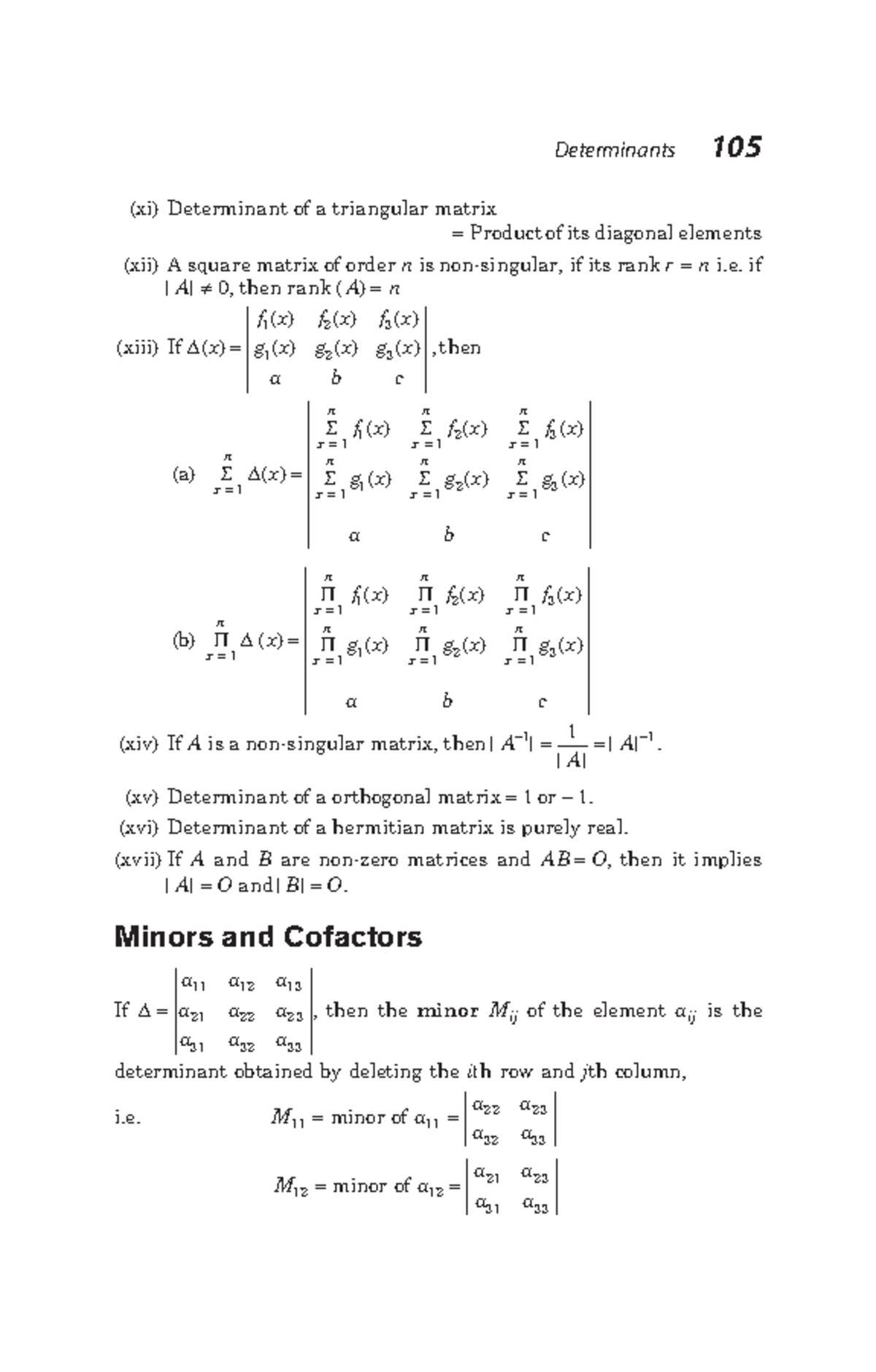 Mathematics notes-15 - (xi) Determinant of a triangular matrix ...