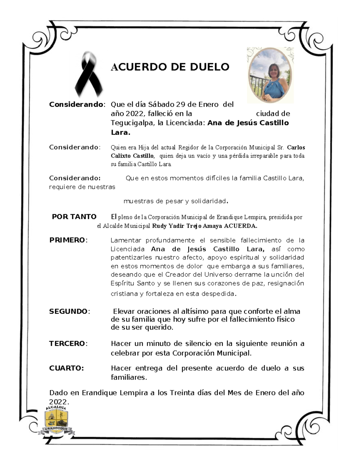 Acuerdo DE Duelo 2022 - sdfsfrgw - ACUERDO DE DUELO Considerando: Que ...