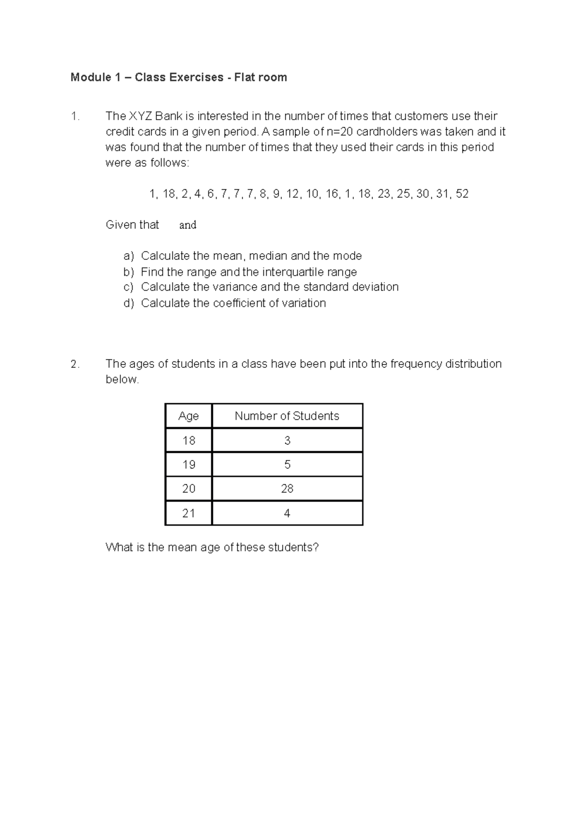 Module 1 - Descriptive Statistics - Numerical and Categorical ...