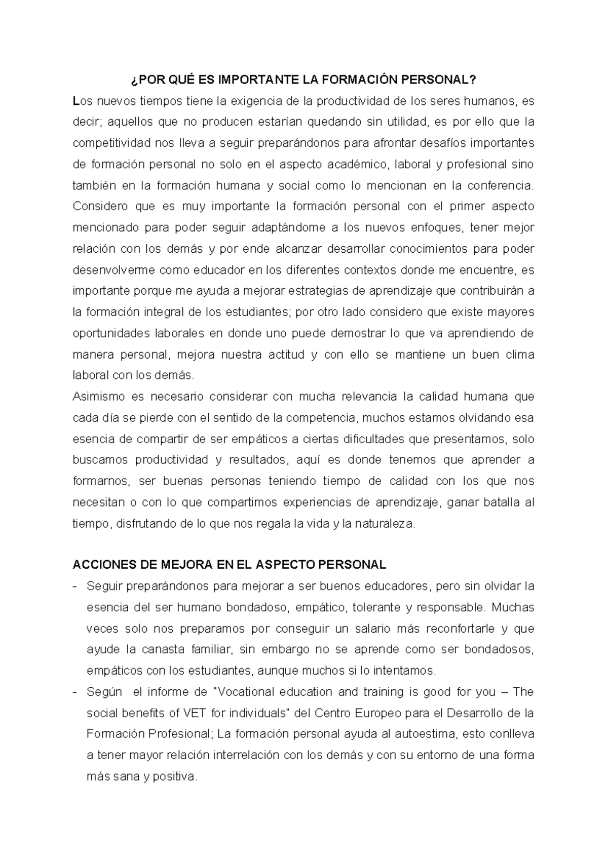 Por qué es importante la formación personal - ¿POR QUÉ ES IMPORTANTE LA ...