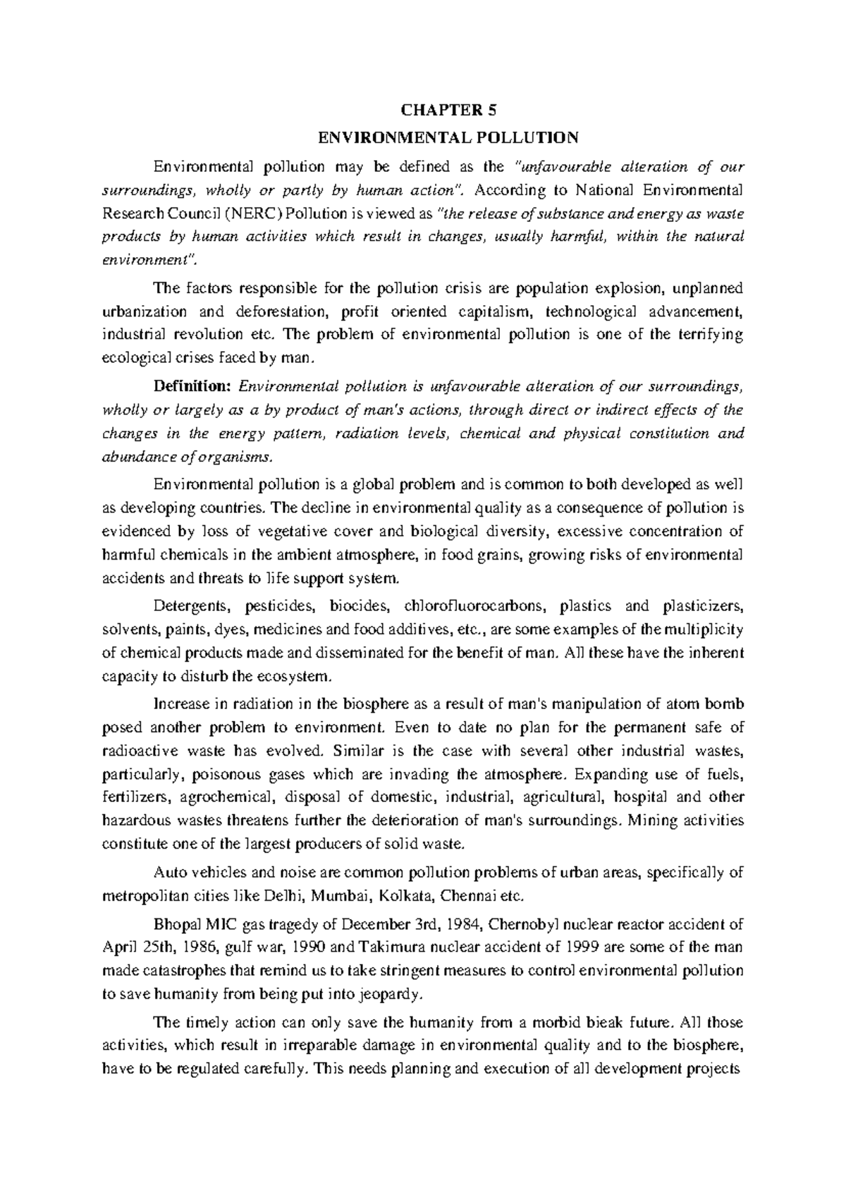 EVS MOD - Get it here - CHAPTER 5 ENVIRONMENTAL POLLUTION Environmental ...