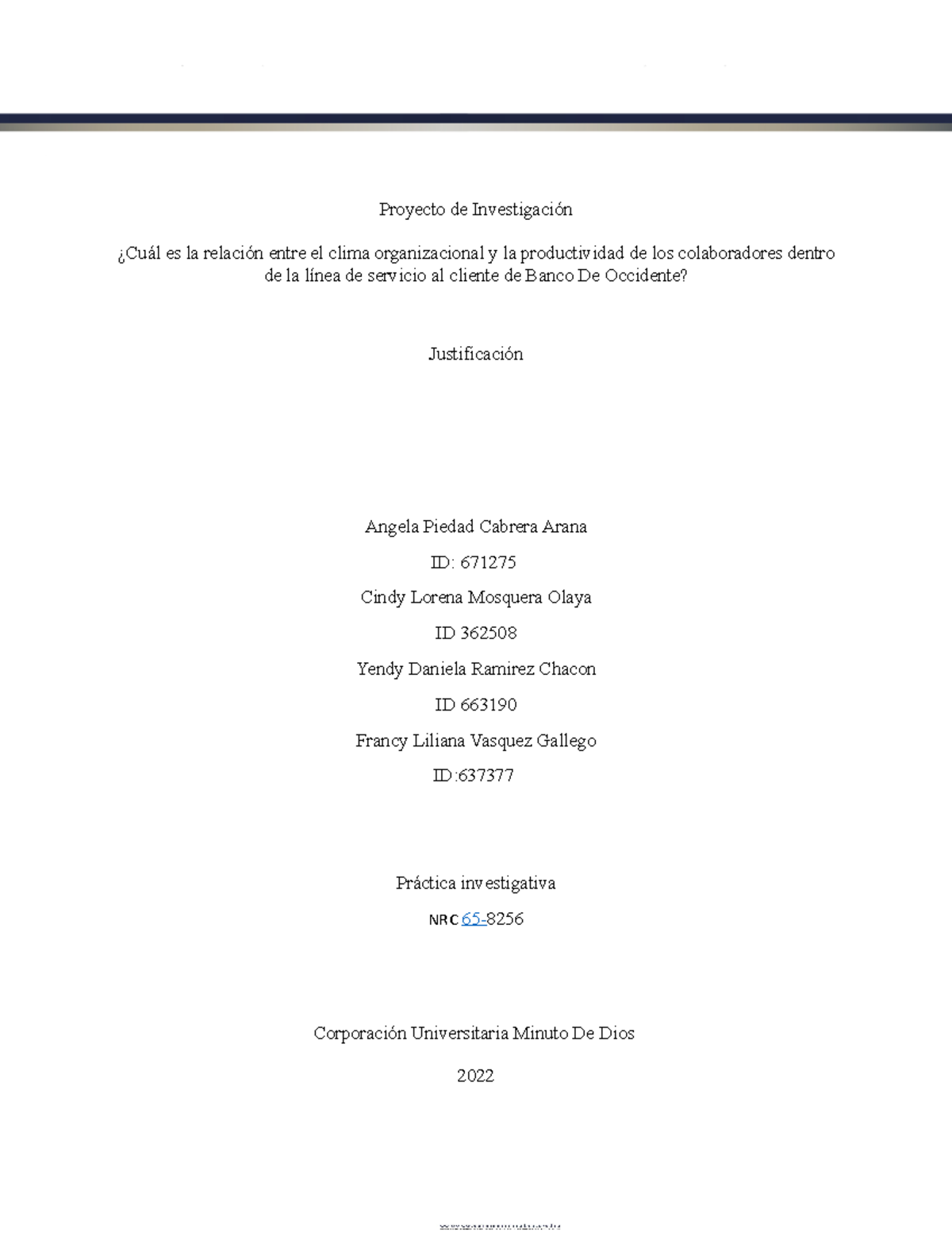 Justificacion Final Practica Investigativa - Proyecto de Investigación ...