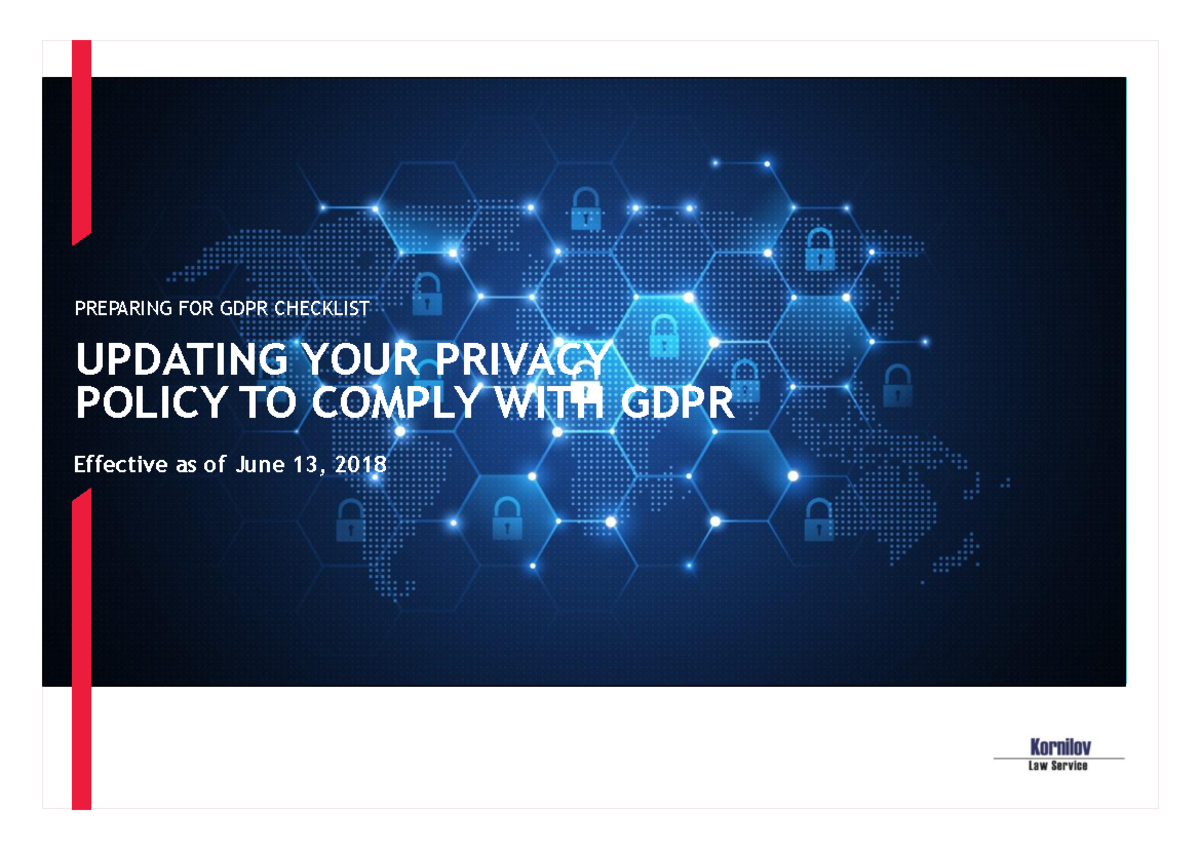 GDPR - ASOodHOQWJOD;Wd - ####### Effective as of June 13, 2018 UPDATING YOUR PRIVACY POLICY TO ...