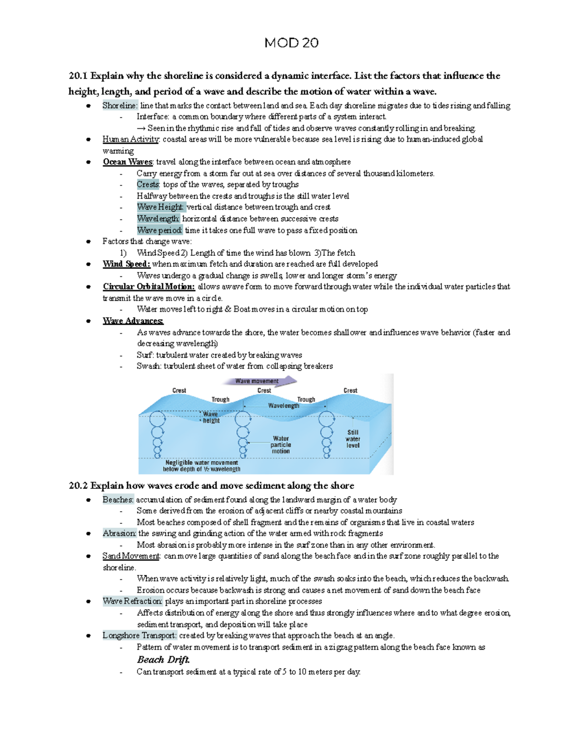 MOD 20 - Lecture notes on geological wave motion and sediment erosion ...
