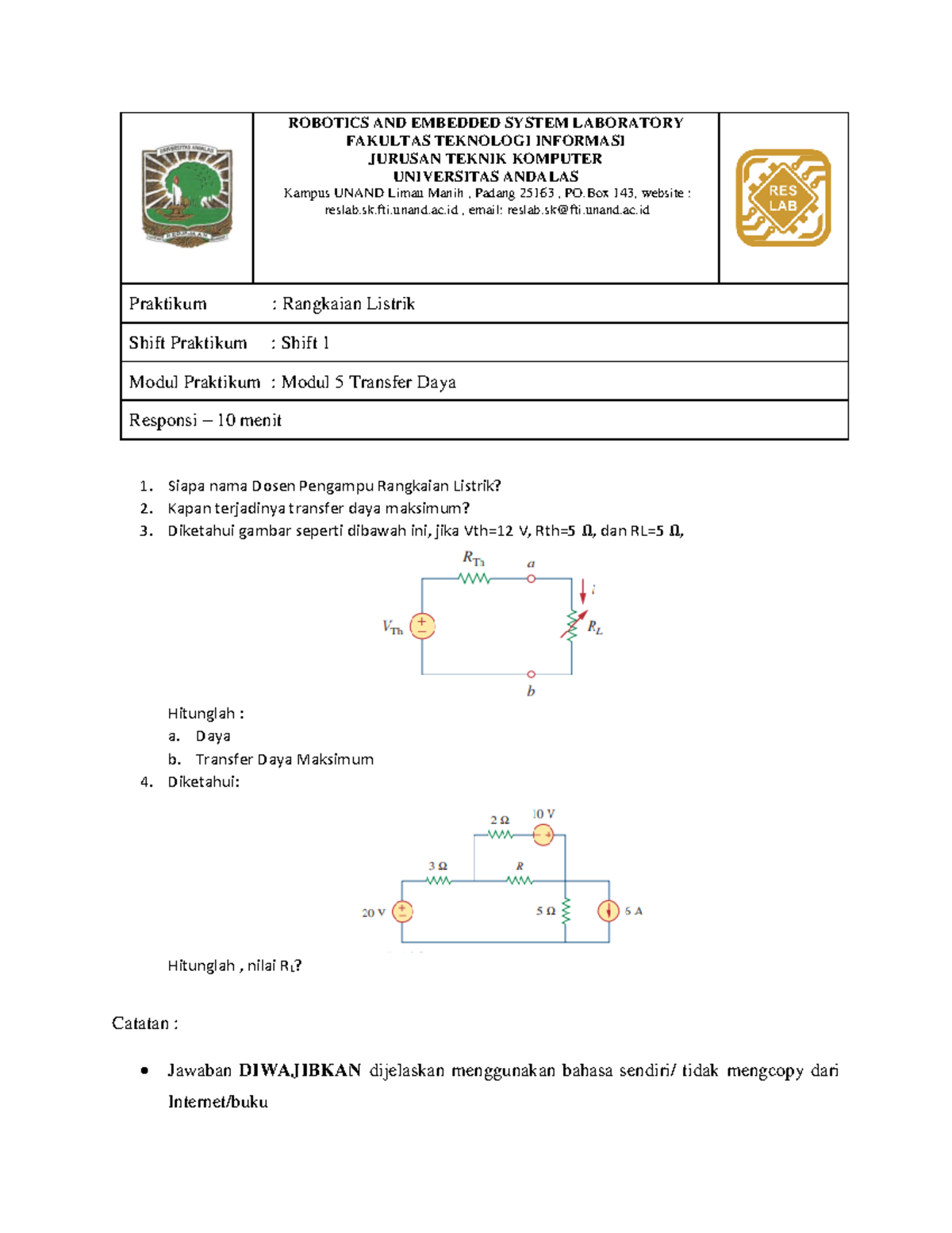 Responsi Modul 5 Shift 1 - ROBOTICS AND EMBEDDED SYSTEM LABORATORY FAKULTAS TEKNOLOGI INFORMASI ...