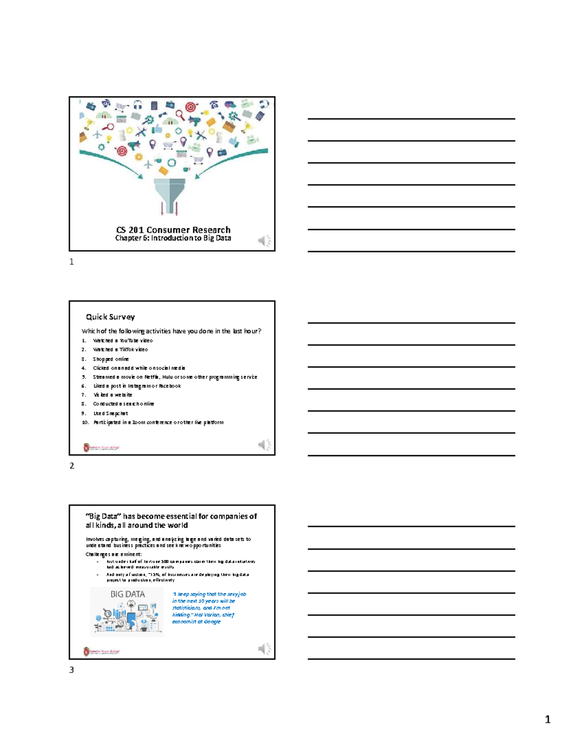 Cs201 Ch 6 Handout Lecture Notes Cs 201 Consumer Research Chapter 6 Introduction To Big