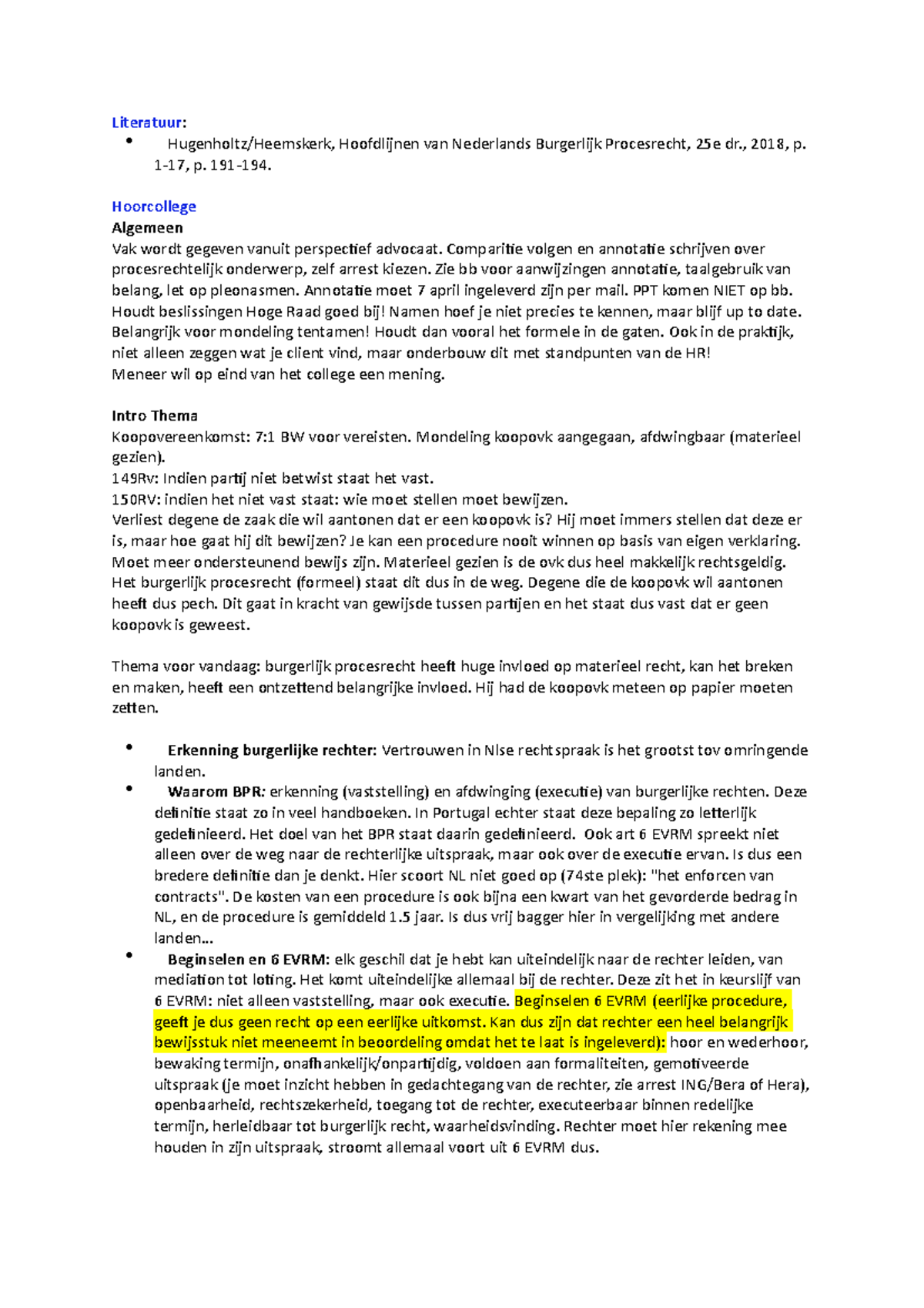 Hc I College Aantekeningen 1 Literatuur Hugenholtz Heemskerk