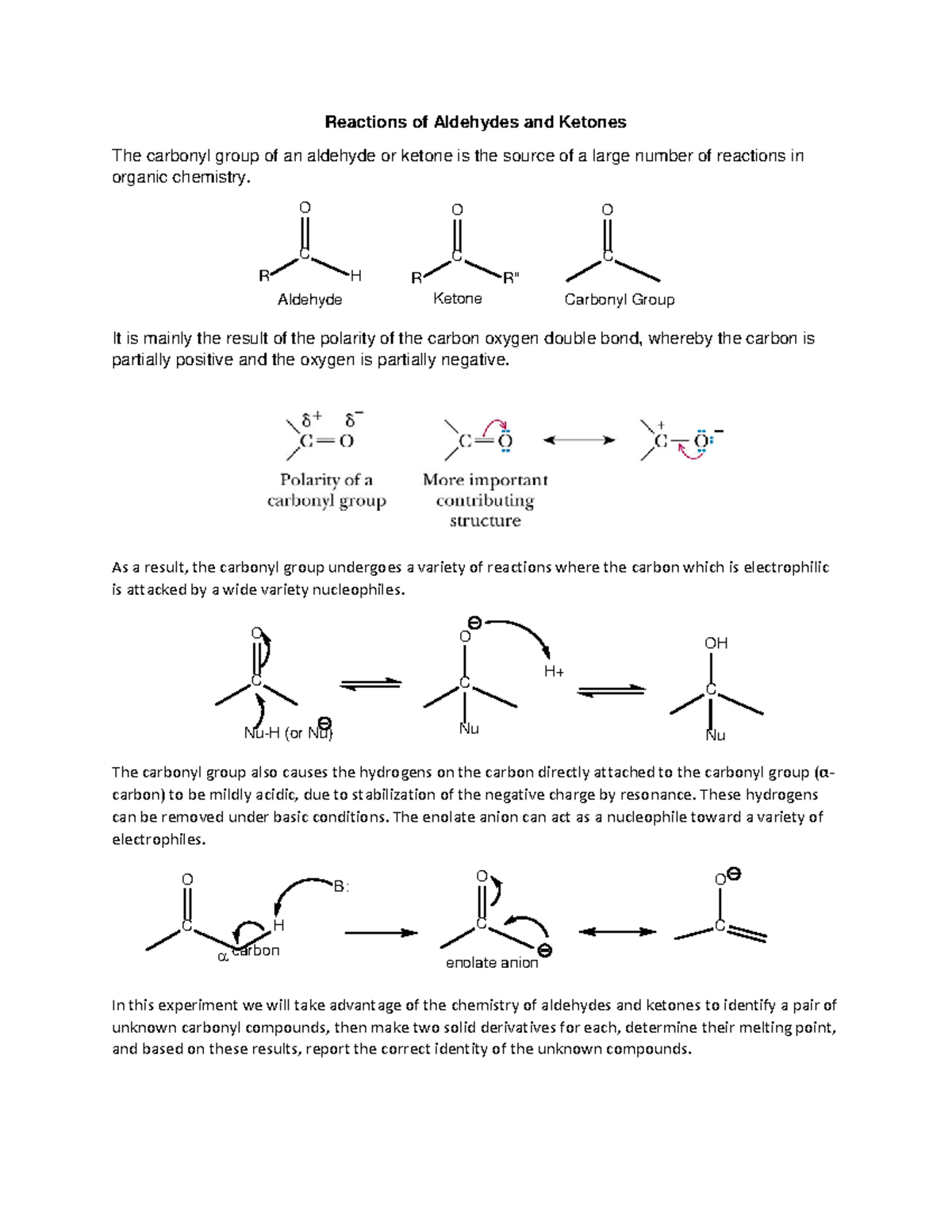 Reactions of Aldehydes and Ketones Su 2020-1 - Reactions of Aldehydes ...