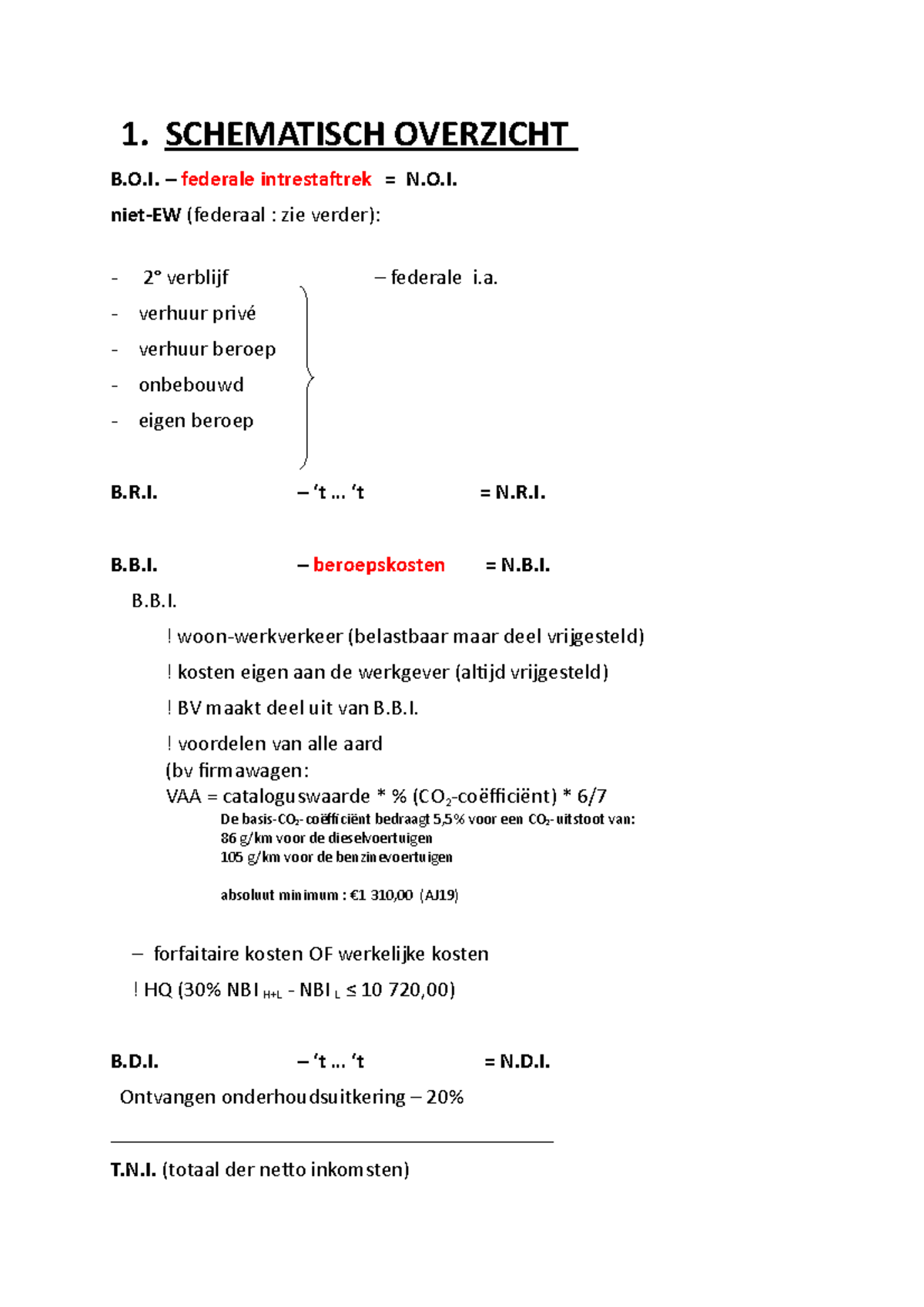Schematisch overzicht - 1. SCHEMATISCH OVERZICHT B.O. – federale ...