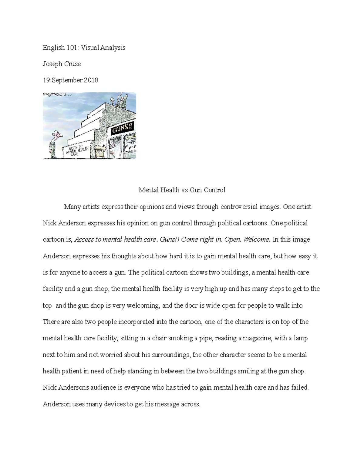 Vis Argument pt2 - Grade: B+ - English 101: Visual Analysis Joseph ...