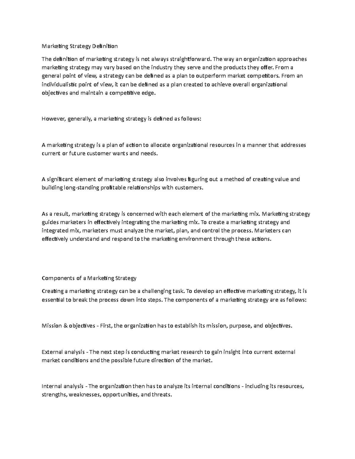 Marketing Strategy definition - Marketin - Marketing Strategy ...