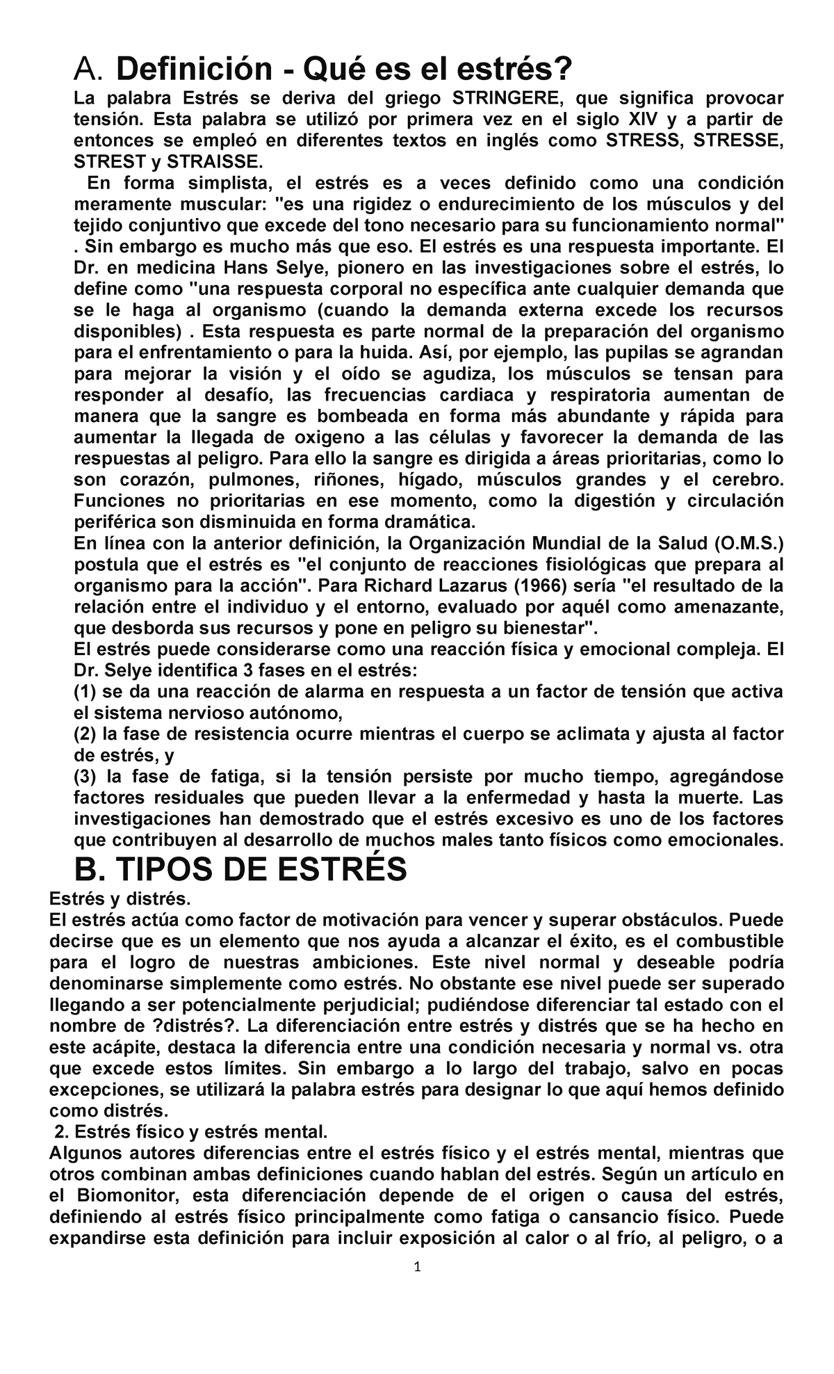 El estres - Resumen Psicología clínica y de la salud - A. Definición ...