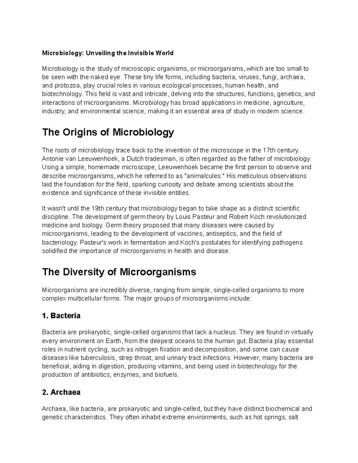 Microbiology Unveiling the Invisible World - Microbiology: Unveiling ...