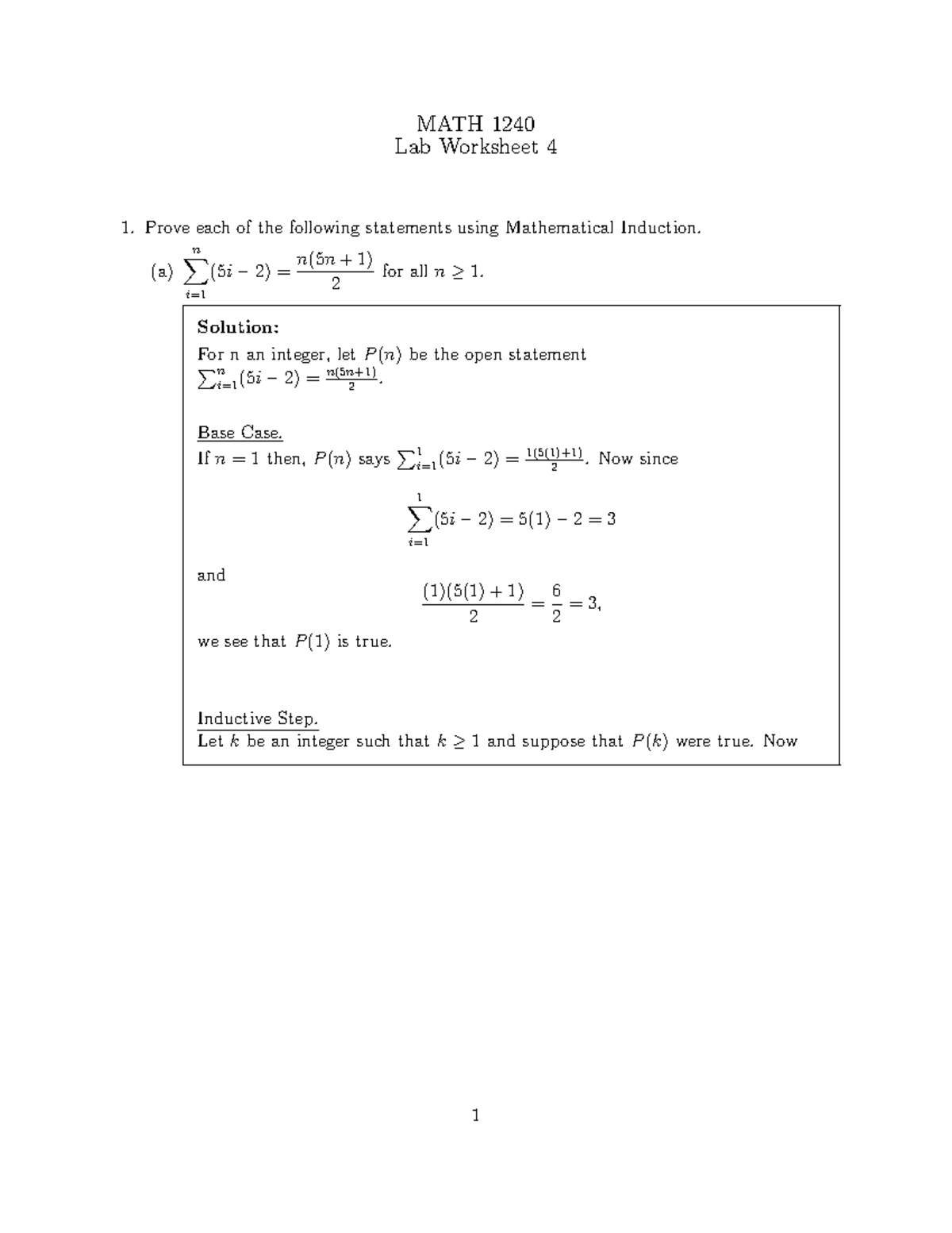 Worksheet-4-Solutions - MATH 1240 Lab Worksheet 4 1. Prove each of the ...