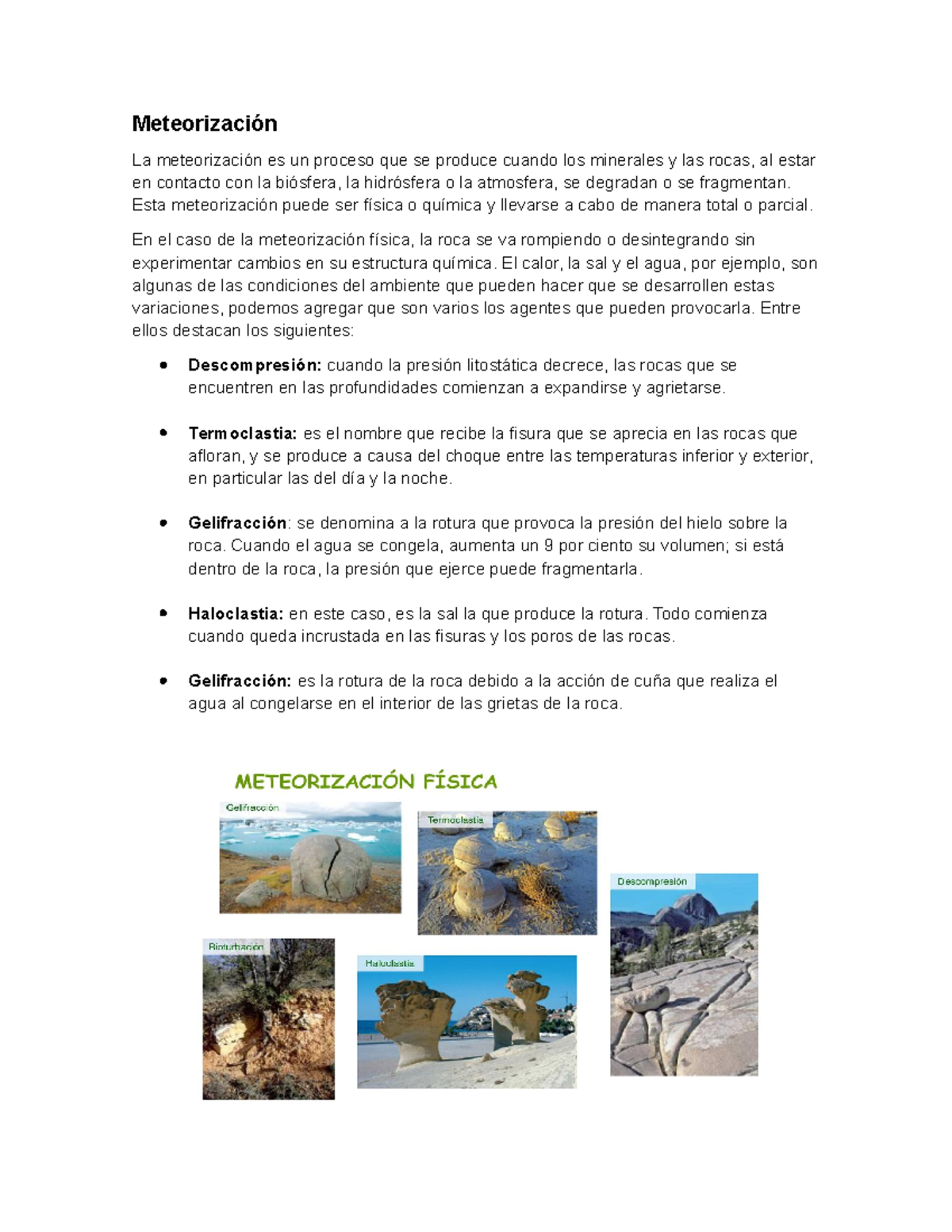 Desarrollo de meteorización S8 - Meteorización La meteorización es un ...