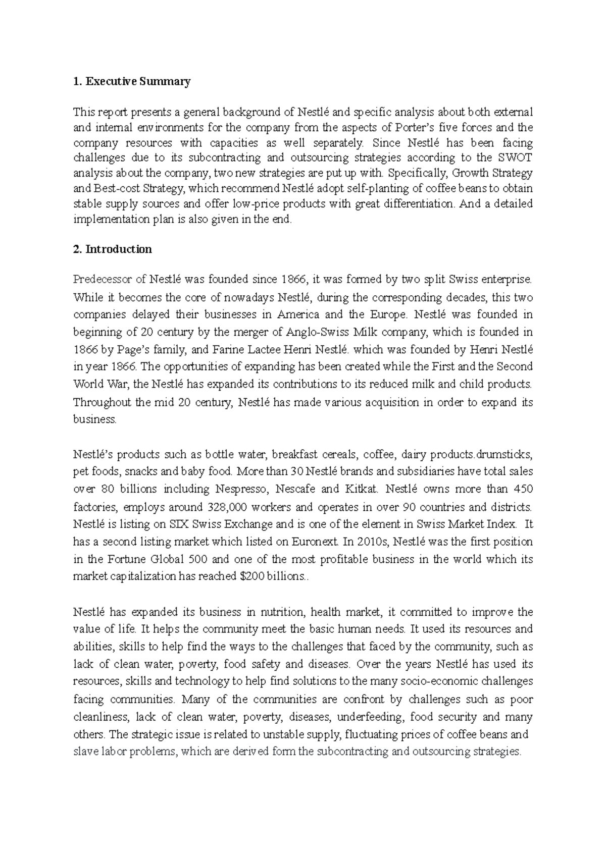 Strategic Management report - 1. Executive Summary This report presents ...