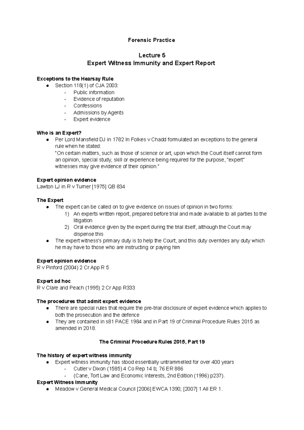 Forensic Practice, expert witness immunity and expert report - Forensic ...