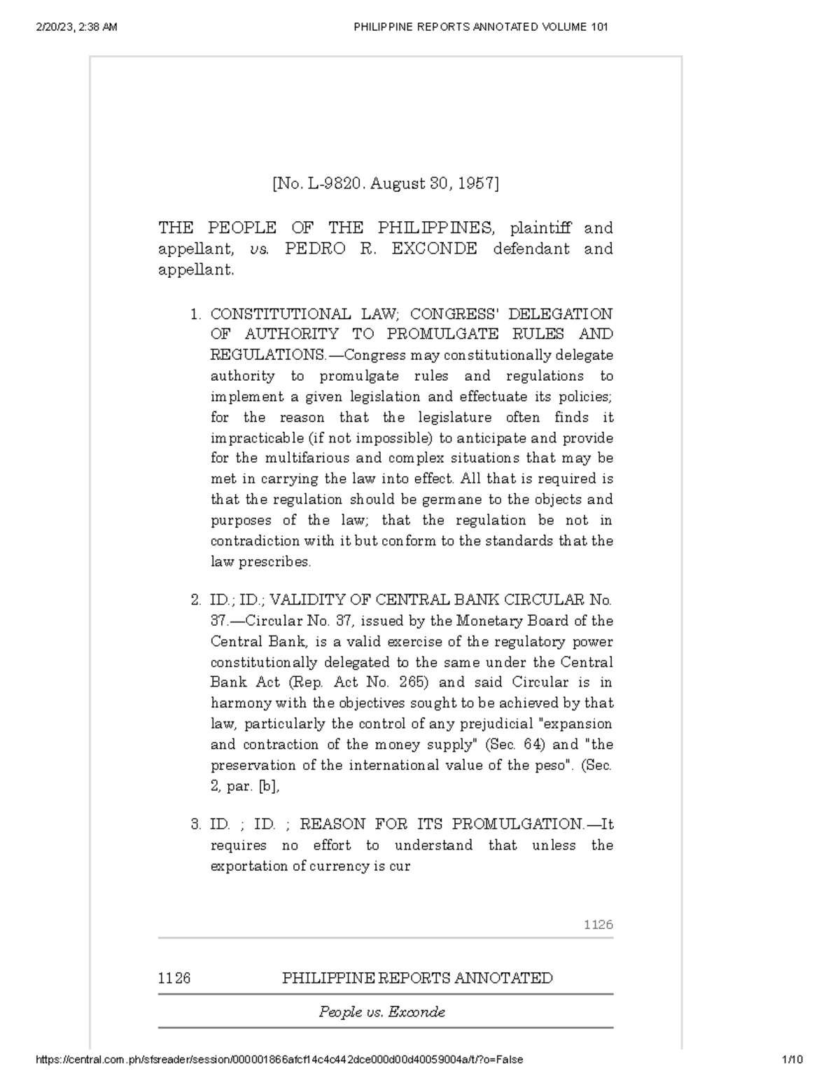People of the Philippines v. Exconde - 1. 2. 3. [No. L-9820. August 30 ...