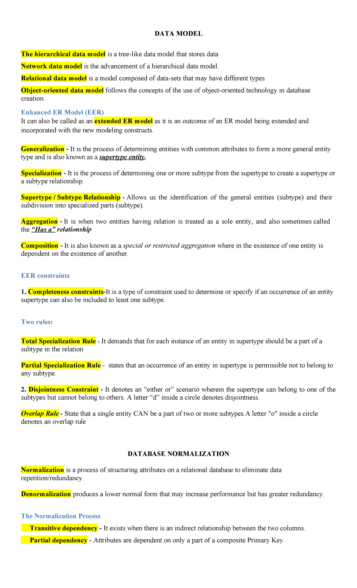 IT-M01- Reviewer - DATA MODEL The hierarchical data model is a tree ...