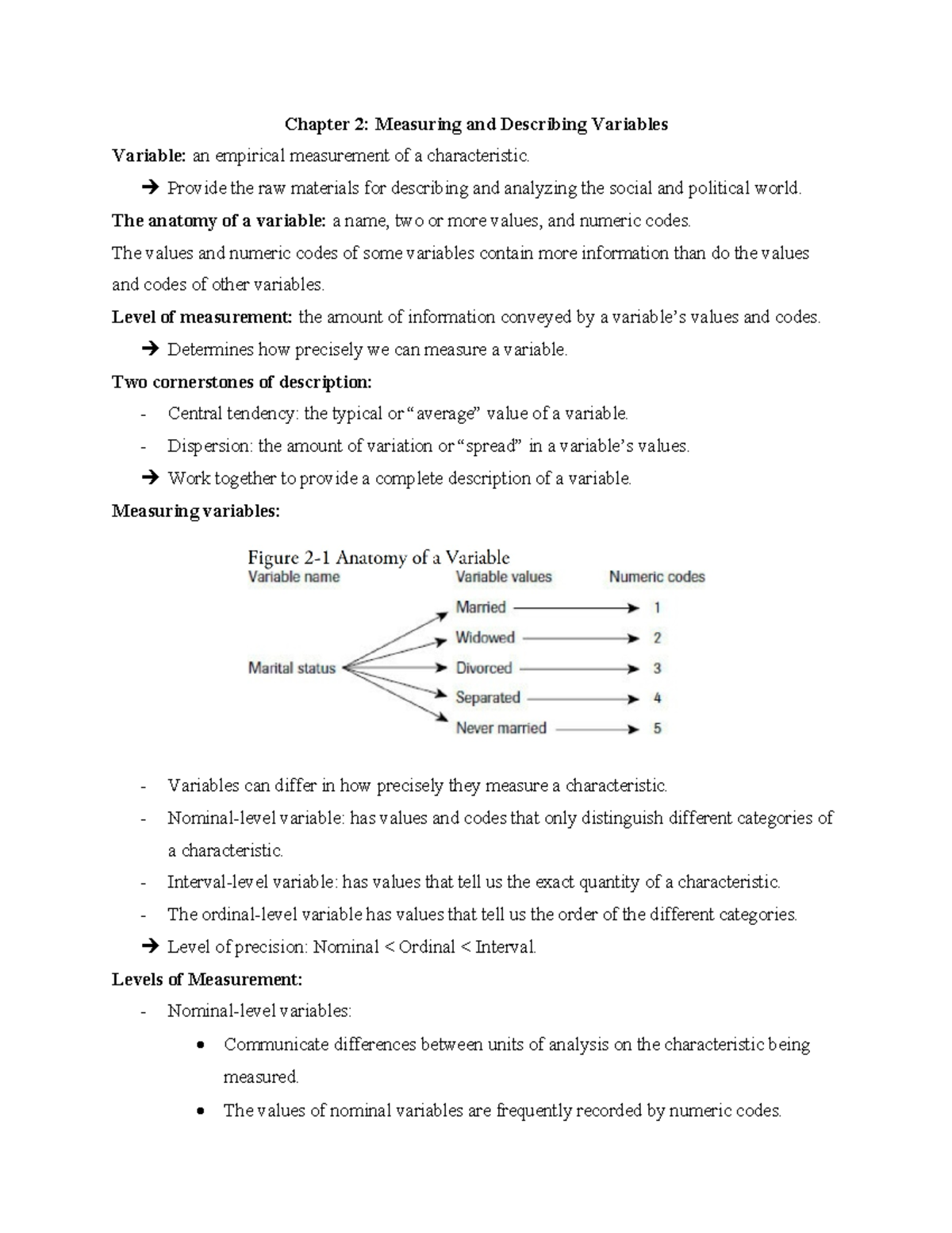 Chapter 2 Measuring and Describing Variables - Chapter 2: Measuring and Describing Variables ...