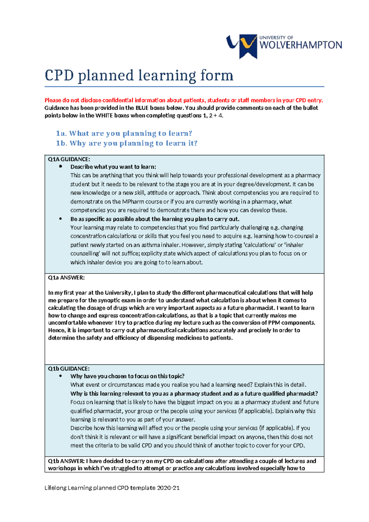 CPD Planned Learning form -Template - CPD planned learning form Please ...