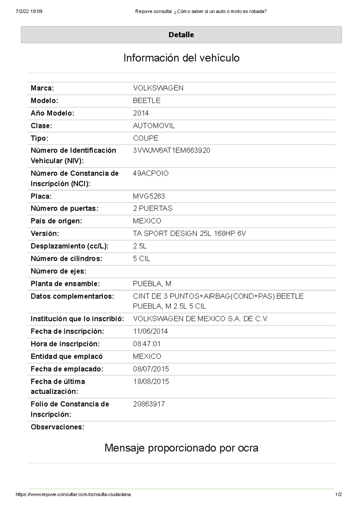 Betlee Repuve consulta ¿Cómo saber si un auto o moto es robada - 7/2/22 18:09 Repuve consulta ...