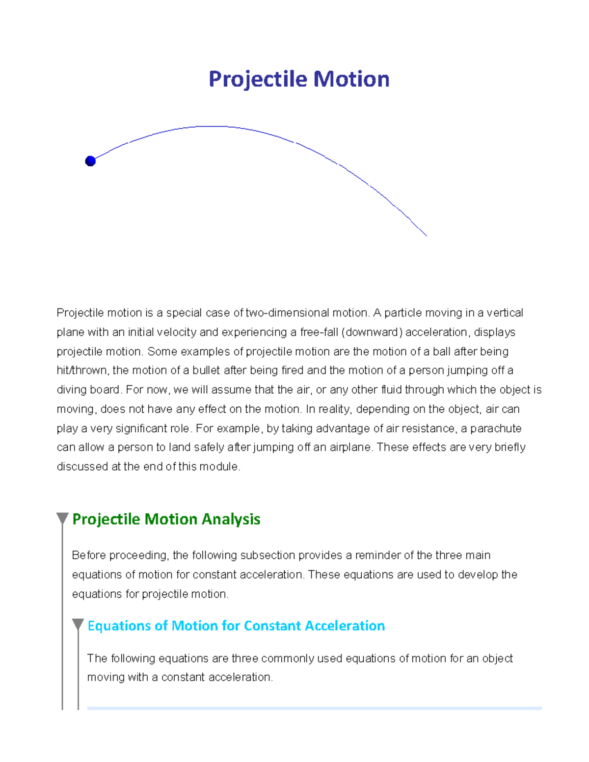 Projectile Motion - Just notes - Projectile Motion Projectile motion is ...