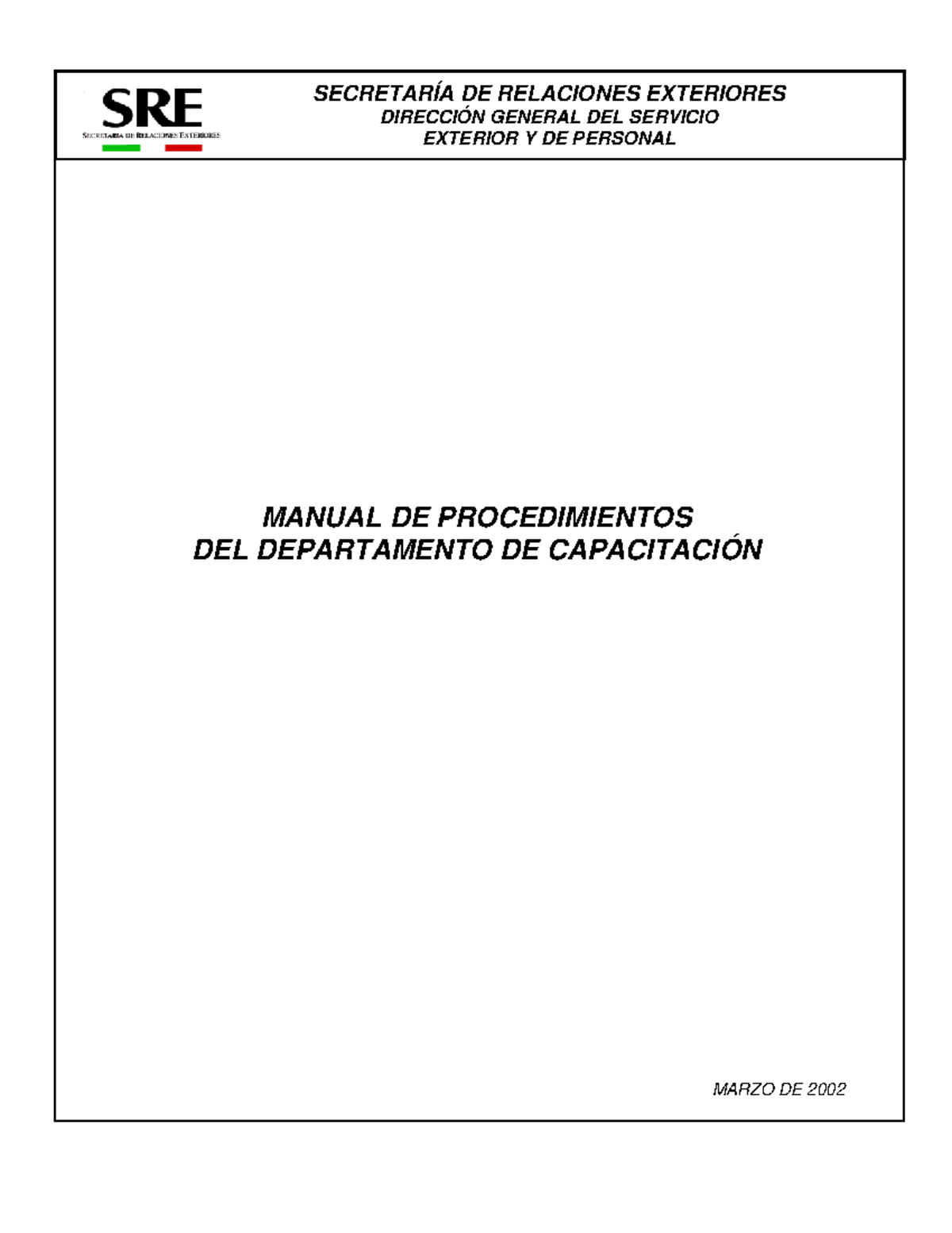 4. Ejemplo Manual de procedimiento - MANUAL DE PROCEDIMIENTOS DEL DEPARTAMENTO DE CAPACITACIÓN ...