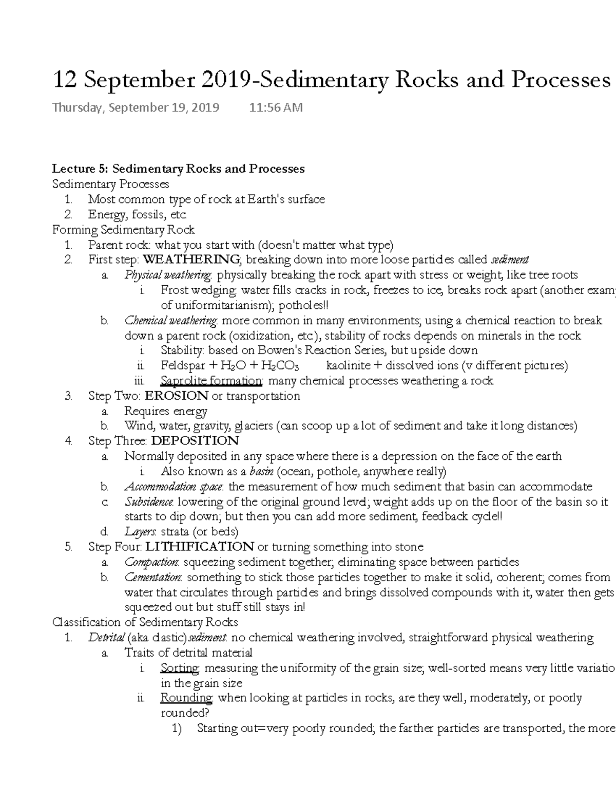 12 September 2019-Sedimentary Rocks and Processes - Warning: TT ...