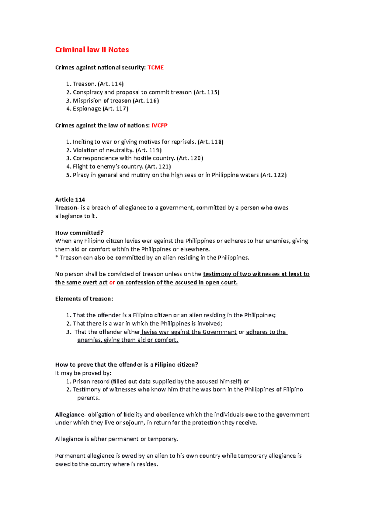 Criminal law II Notes - case - Criminal law II Notes Crimes against ...